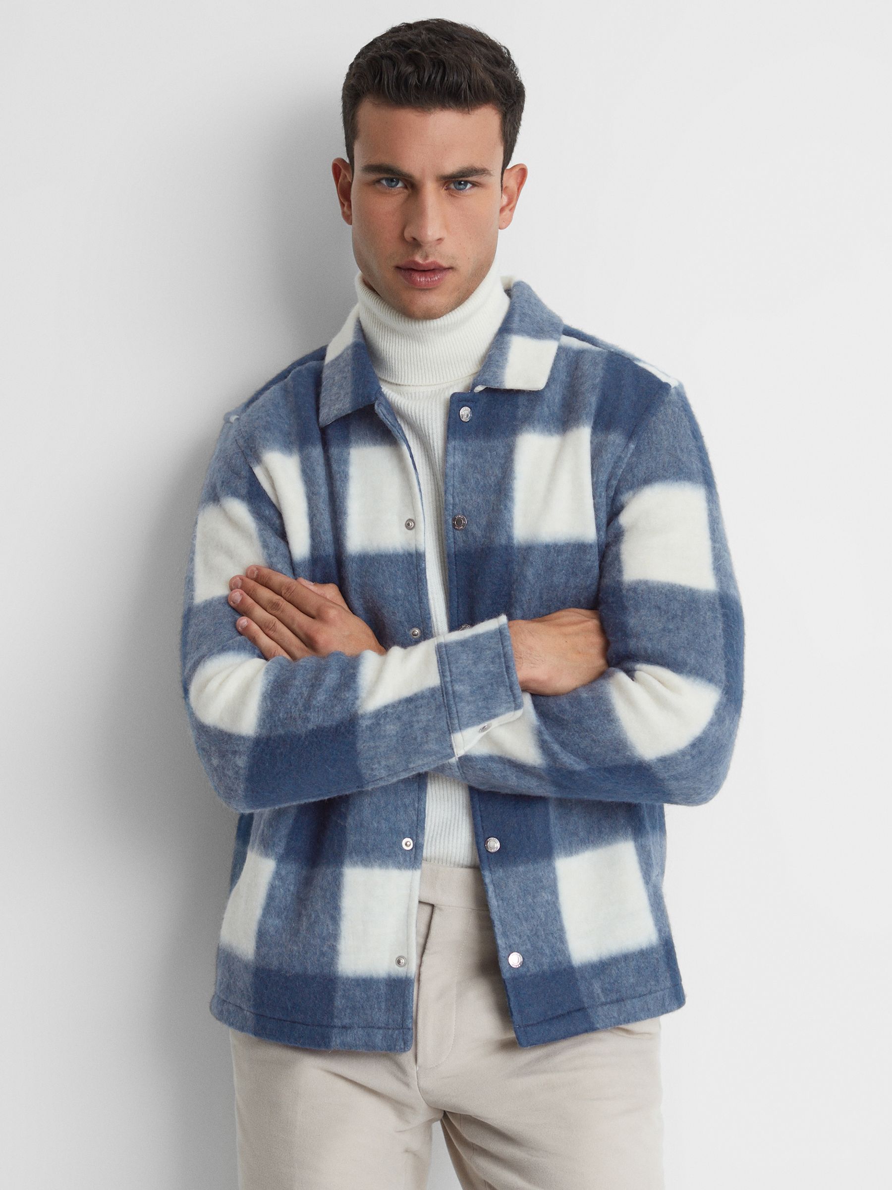 Buy Reiss Blue Scott Brushed Check Overshirt from the Next UK online shop