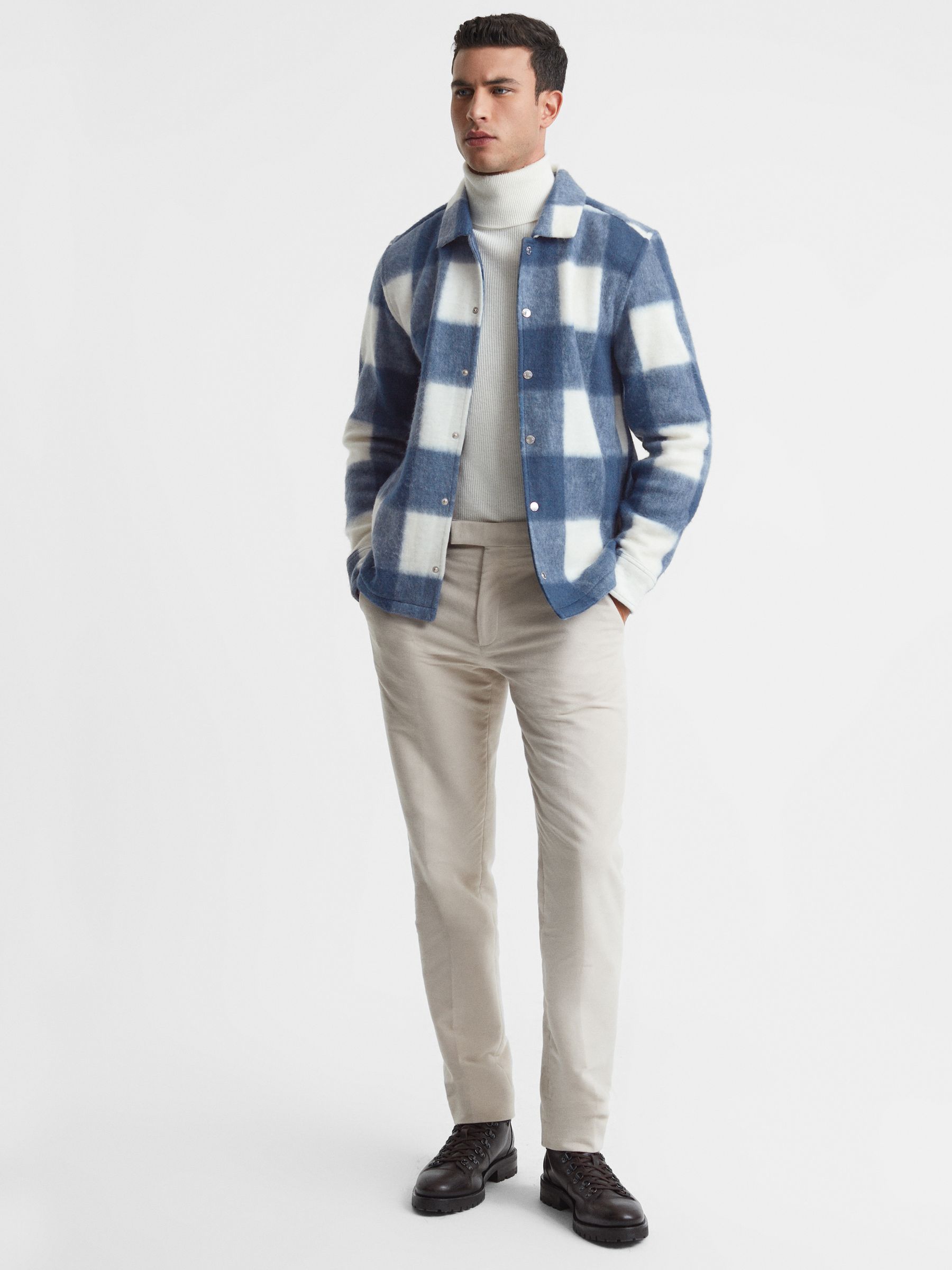 Buy Reiss Blue Scott Brushed Check Overshirt from the Next UK online shop