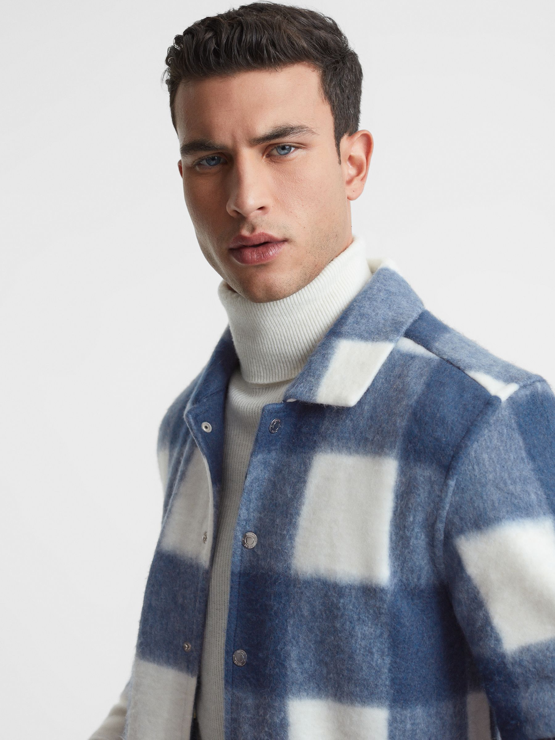 Buy Reiss Blue Scott Brushed Check Overshirt from the Next UK online shop