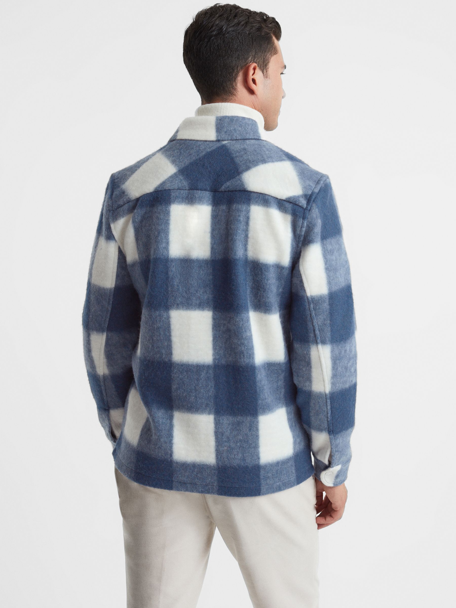 Buy Reiss Blue Scott Brushed Check Overshirt from the Next UK online shop