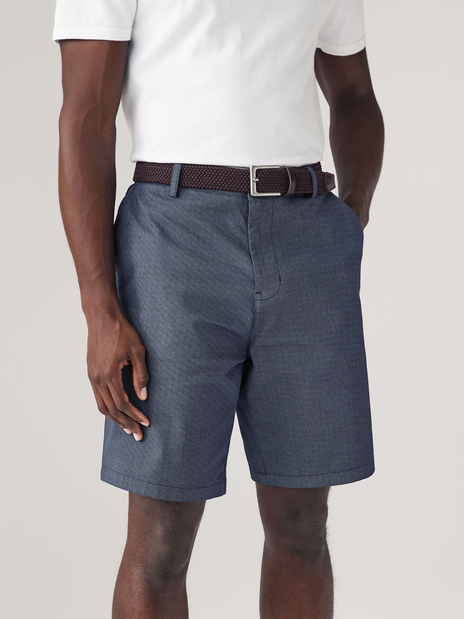 Buy Navy Texture Woven Belted Textured Shorts from the Next UK online shop