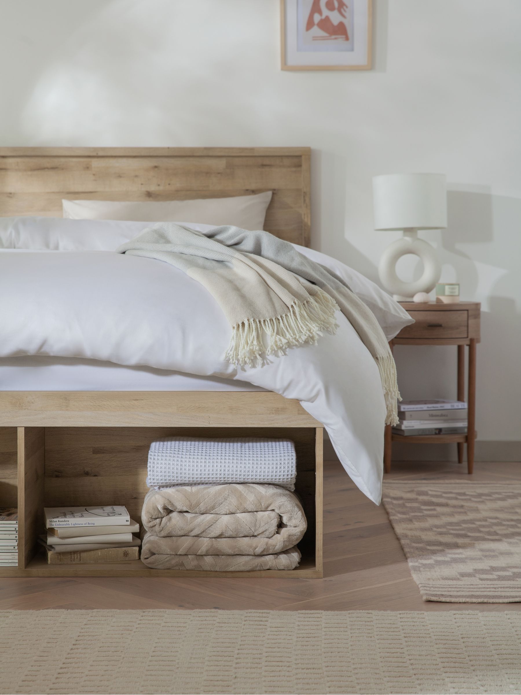 Buy Light Oak Effect Bronx Platform Bed Frame with Storage from the ...