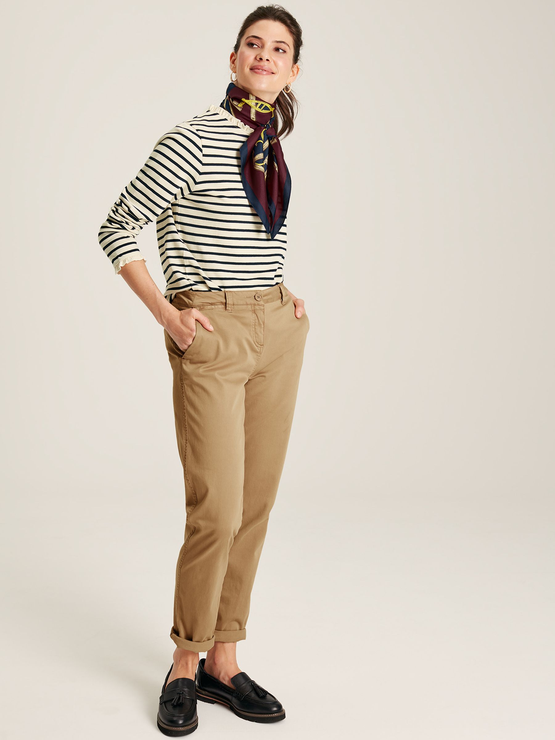 Buy Joules Daisy White Striped Long Sleeve Top With Frill Neck from the ...