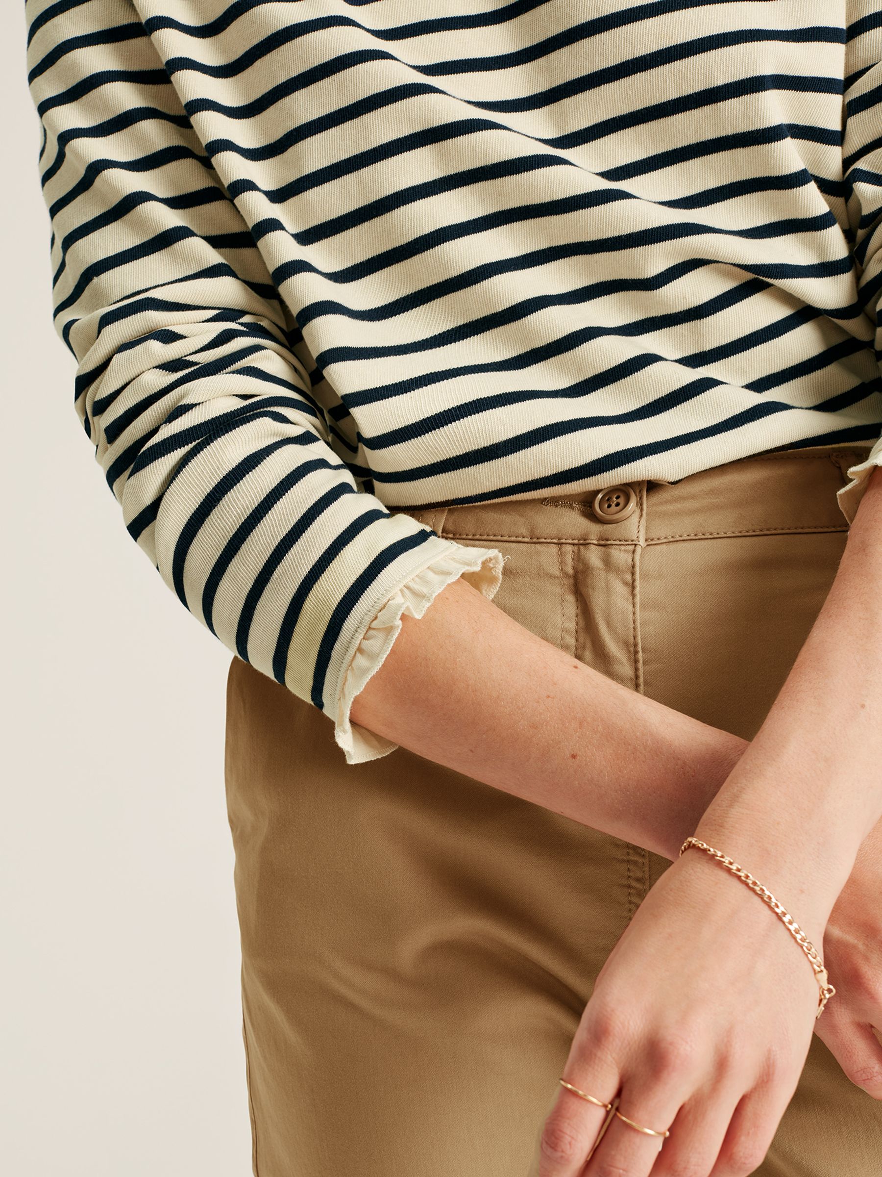 Buy Joules Daisy White Striped Long Sleeve Top With Frill Neck from the ...