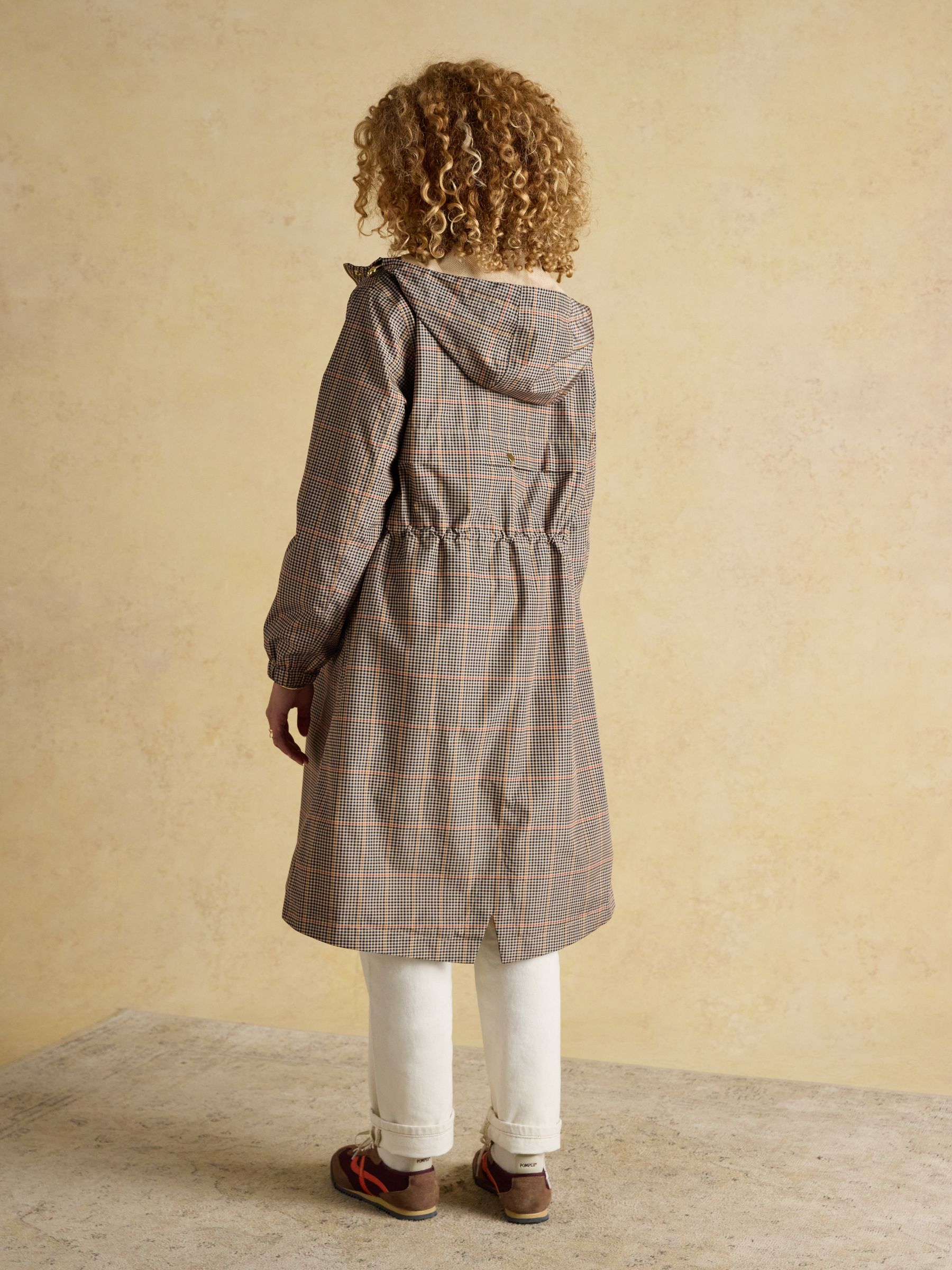 Buy Joules Holkham Brown Check Waterproof Packable Raincoat With Hood ...