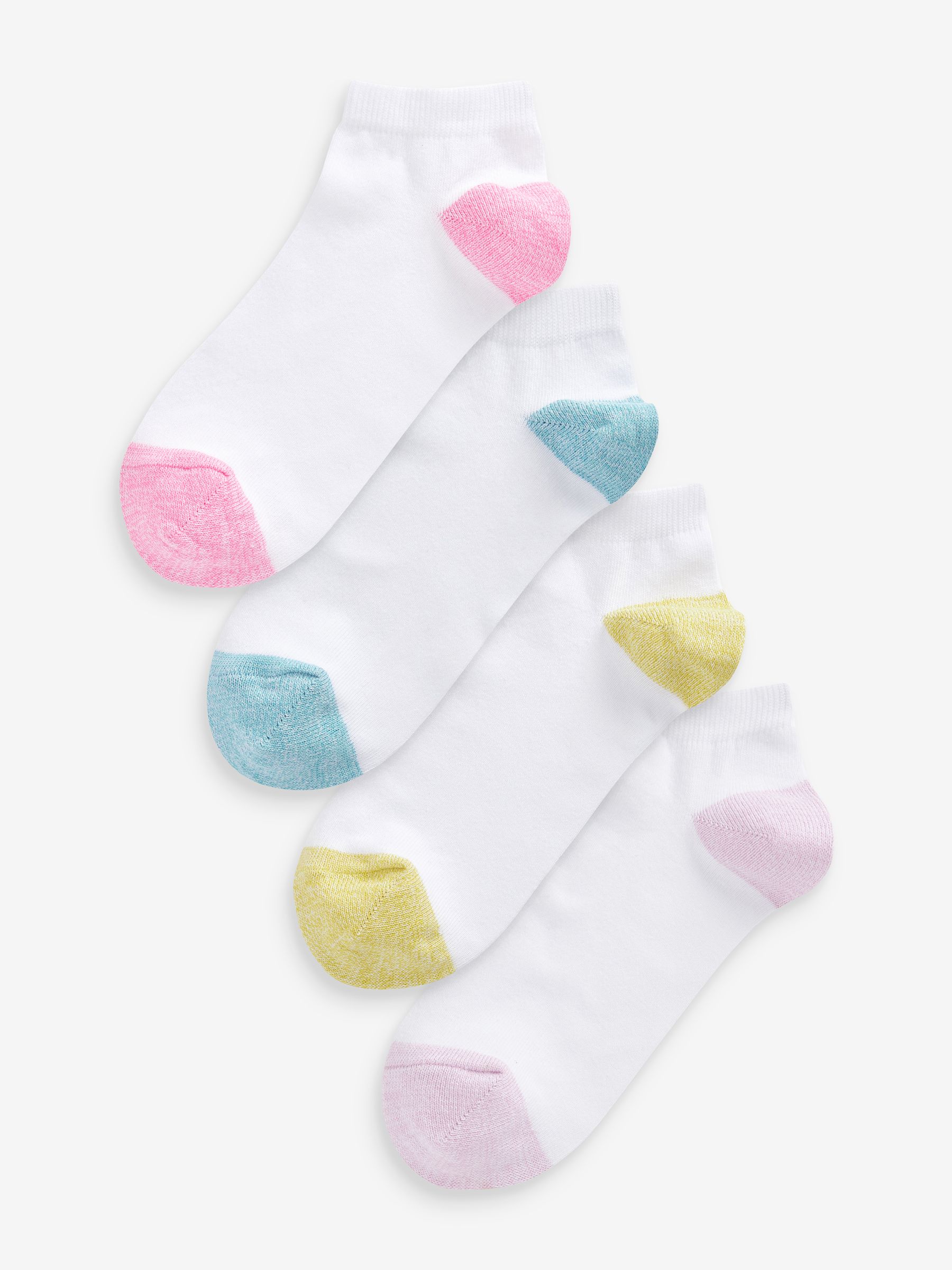 Buy Bright Pastel Heel and Toe Detail White Trainer Socks 4 Pack from ...