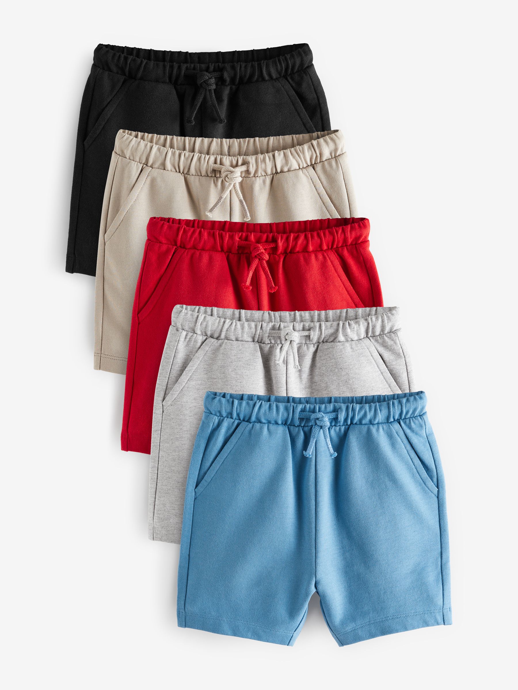 Buy Grey/Navy Blue/Red Jersey Shorts 5 Pack (3mths-7yrs) from the Next ...