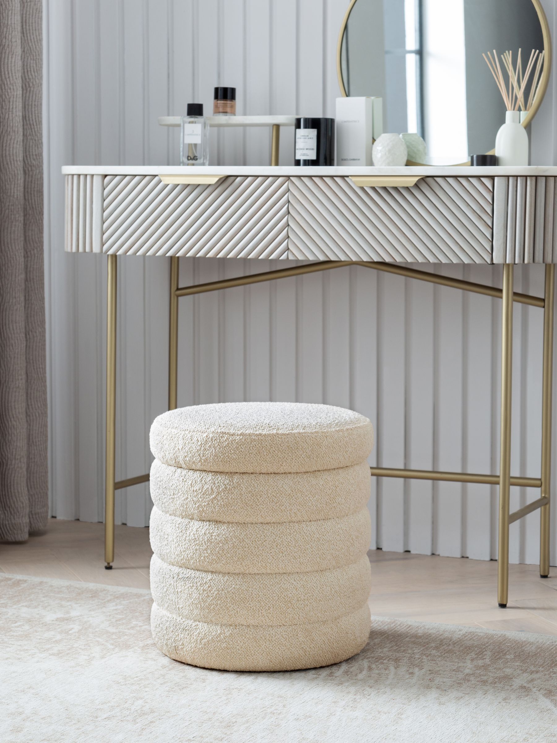 Buy Casual Boucle Oyster Natural Stella Storage Stool from Next Ireland