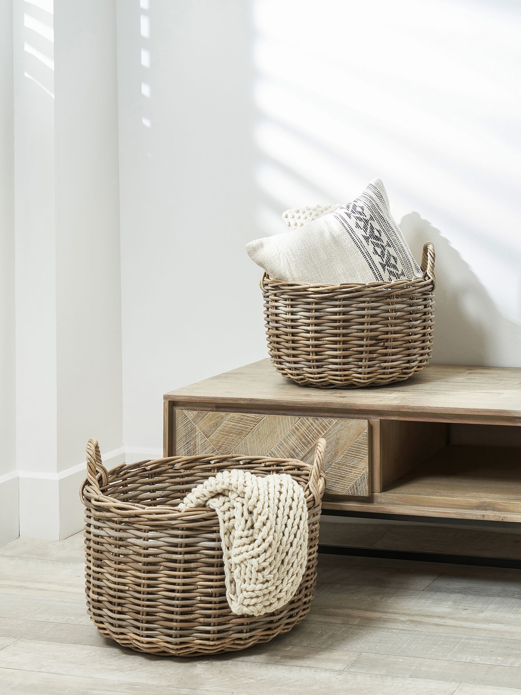 Buy Pacific Set of 2 Grey Kubu Log Storage Baskets from the Next UK ...