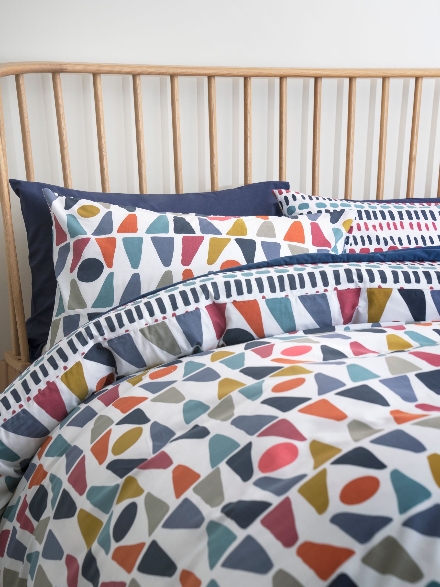 Buy Multi Bright Geometric Cotton Rich Reversible Duvet Cover and Pillowcase Set from Next Luxembourg