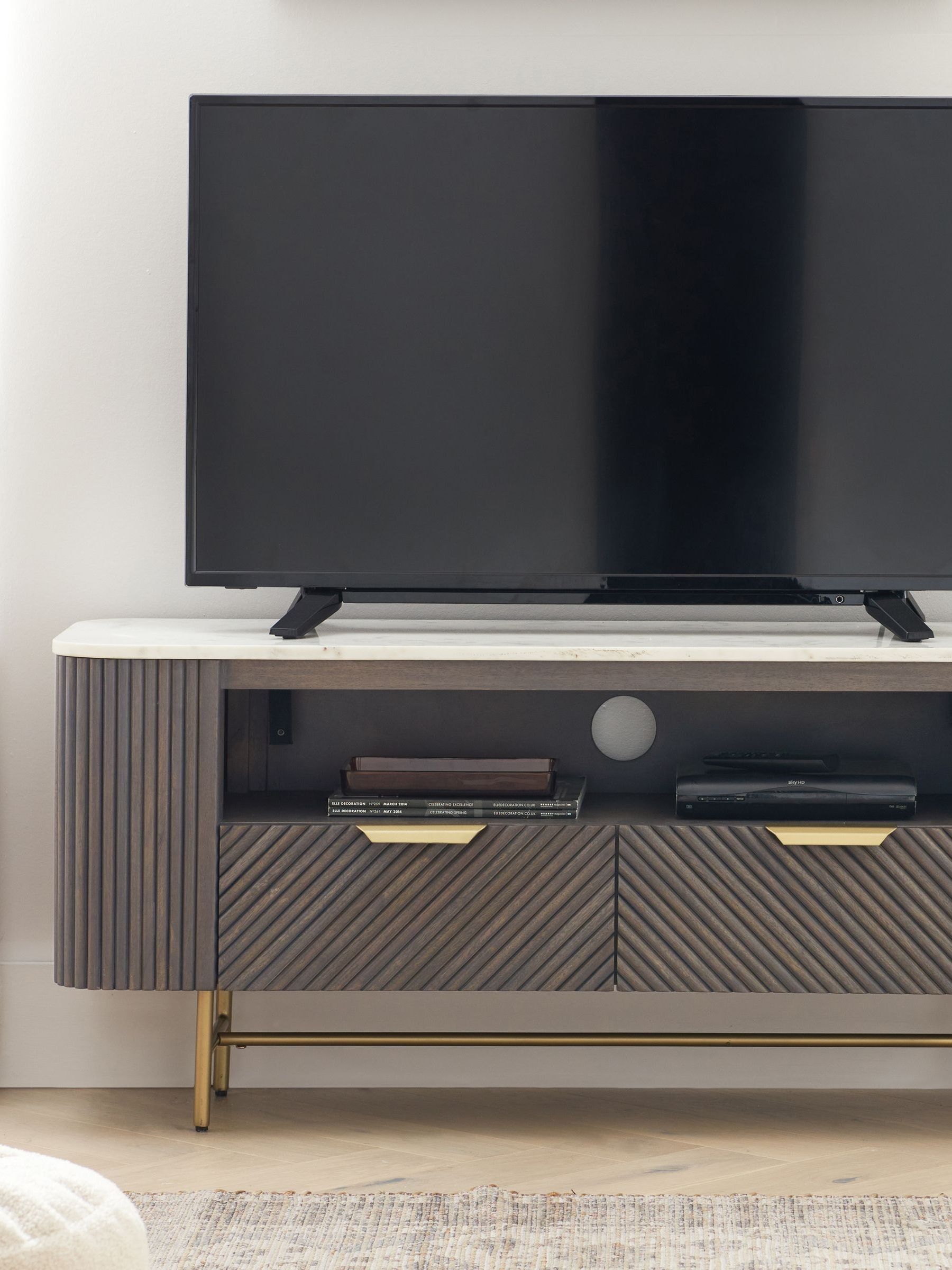 Buy Dark Grey Valencia Mango Wood Up to 55 inch TV Unit from the Next ...