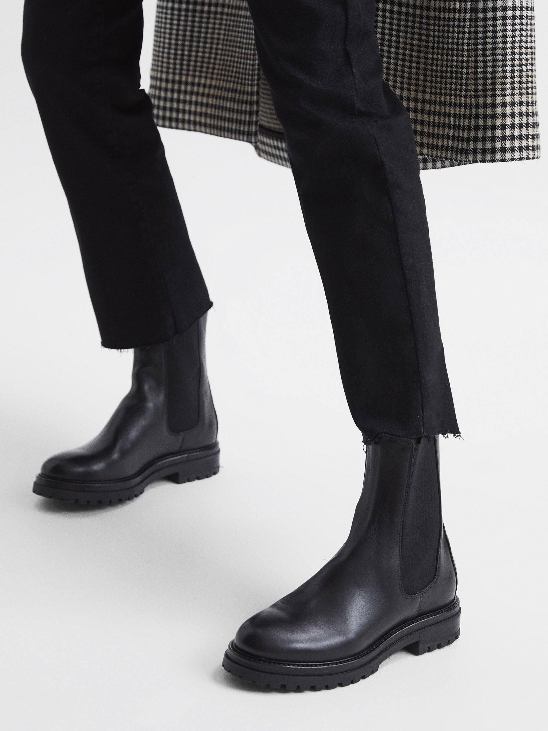 Buy Reiss Black Thea Boots Leather Pull On Chelsea Boots from Next Ireland