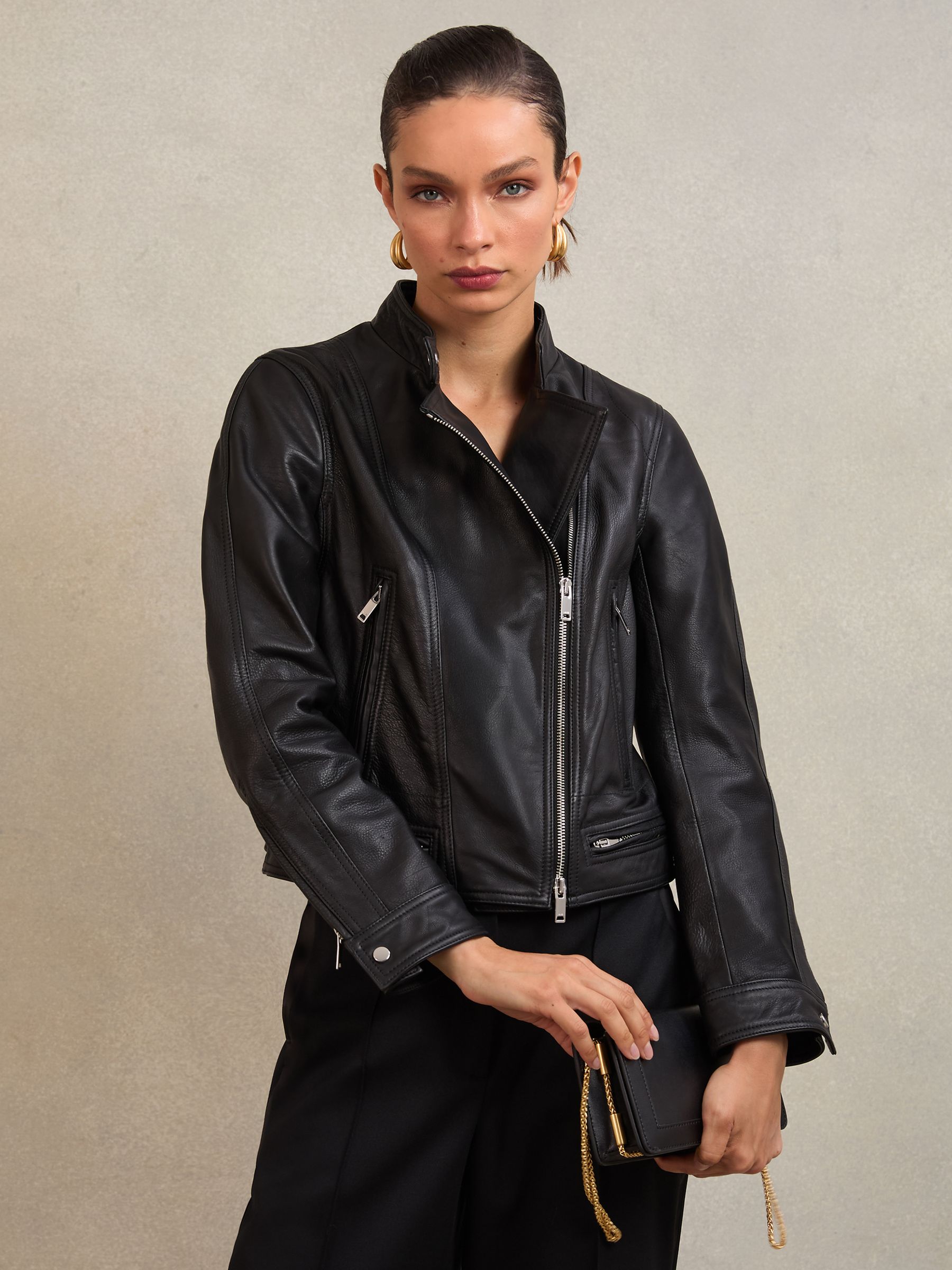 Buy Atelier Black Colette Atelier Leather Biker Jacket from the Next UK ...