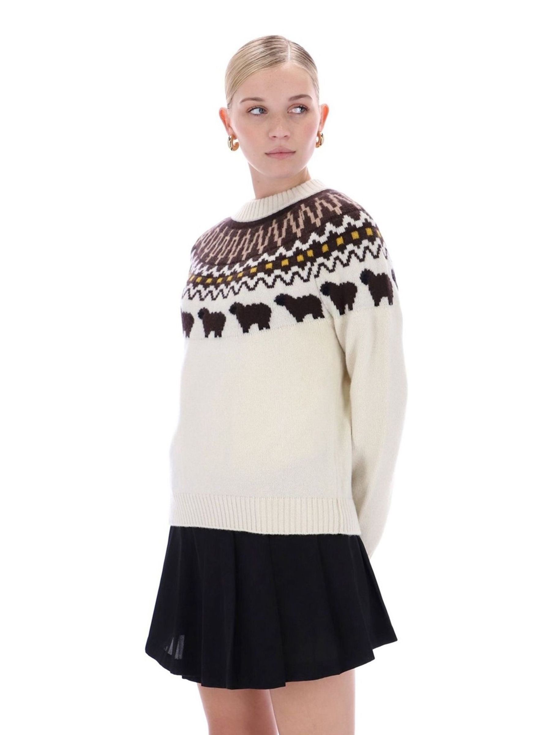 Buy Hunter Cream Crew Fair Isle Knit Jumper from Next United Arab Emirates