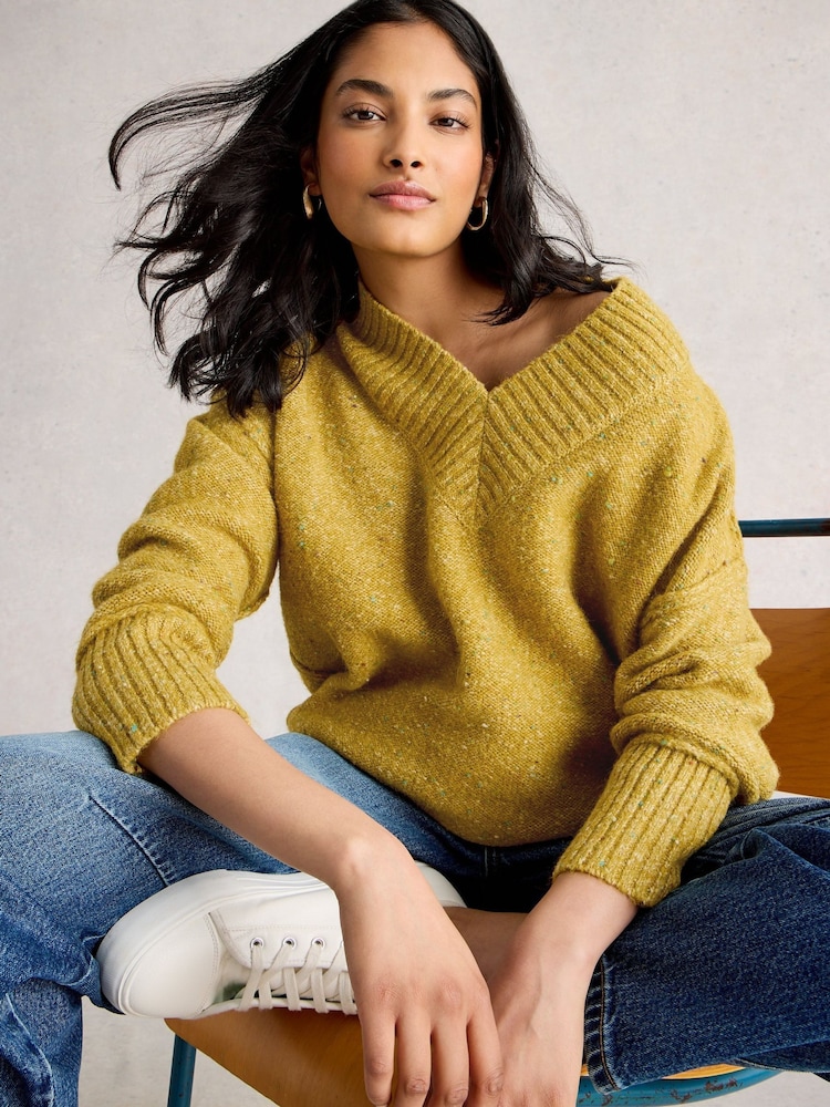 Buy White Stuff Yellow Tilly V-Neck Jumper from Next Cyprus