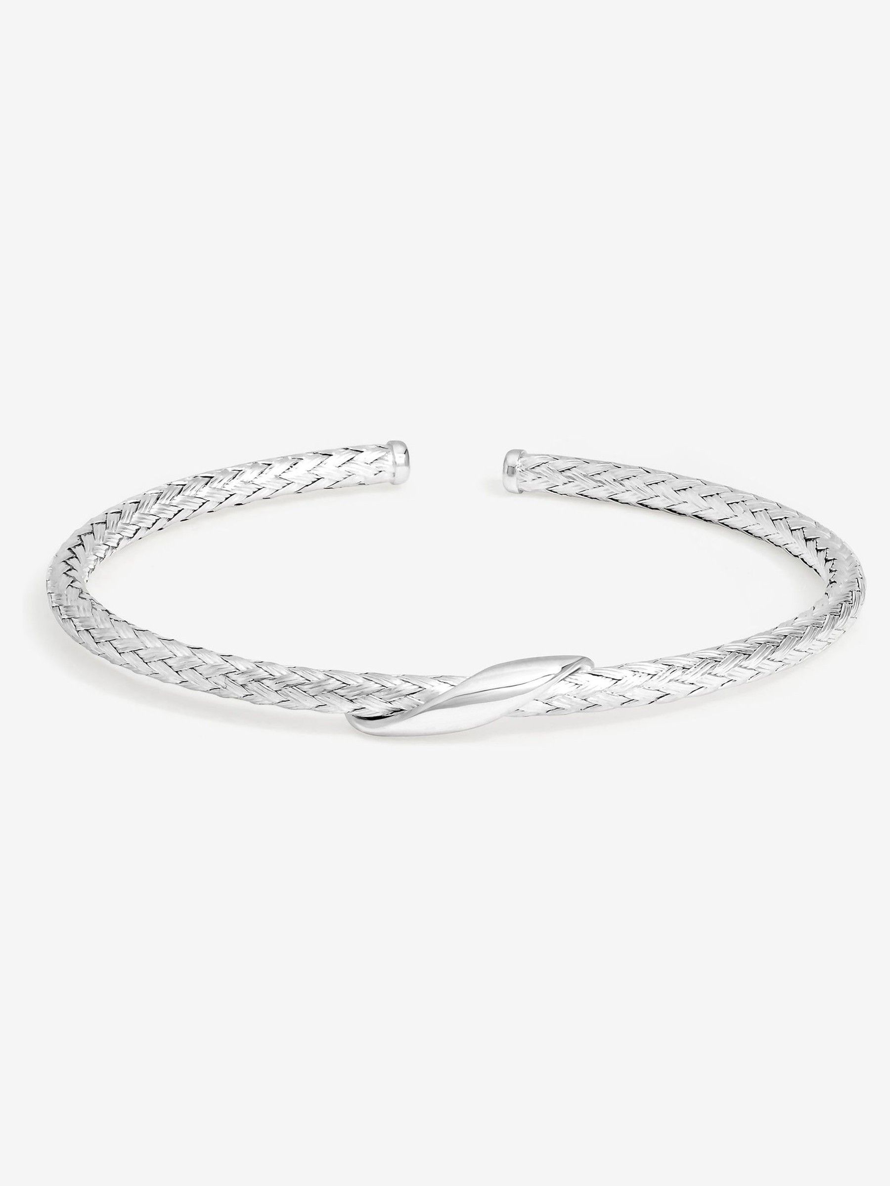 Buy Simply Silver 925 Sterling Silver Textured Polished Cuff Bracelet ...