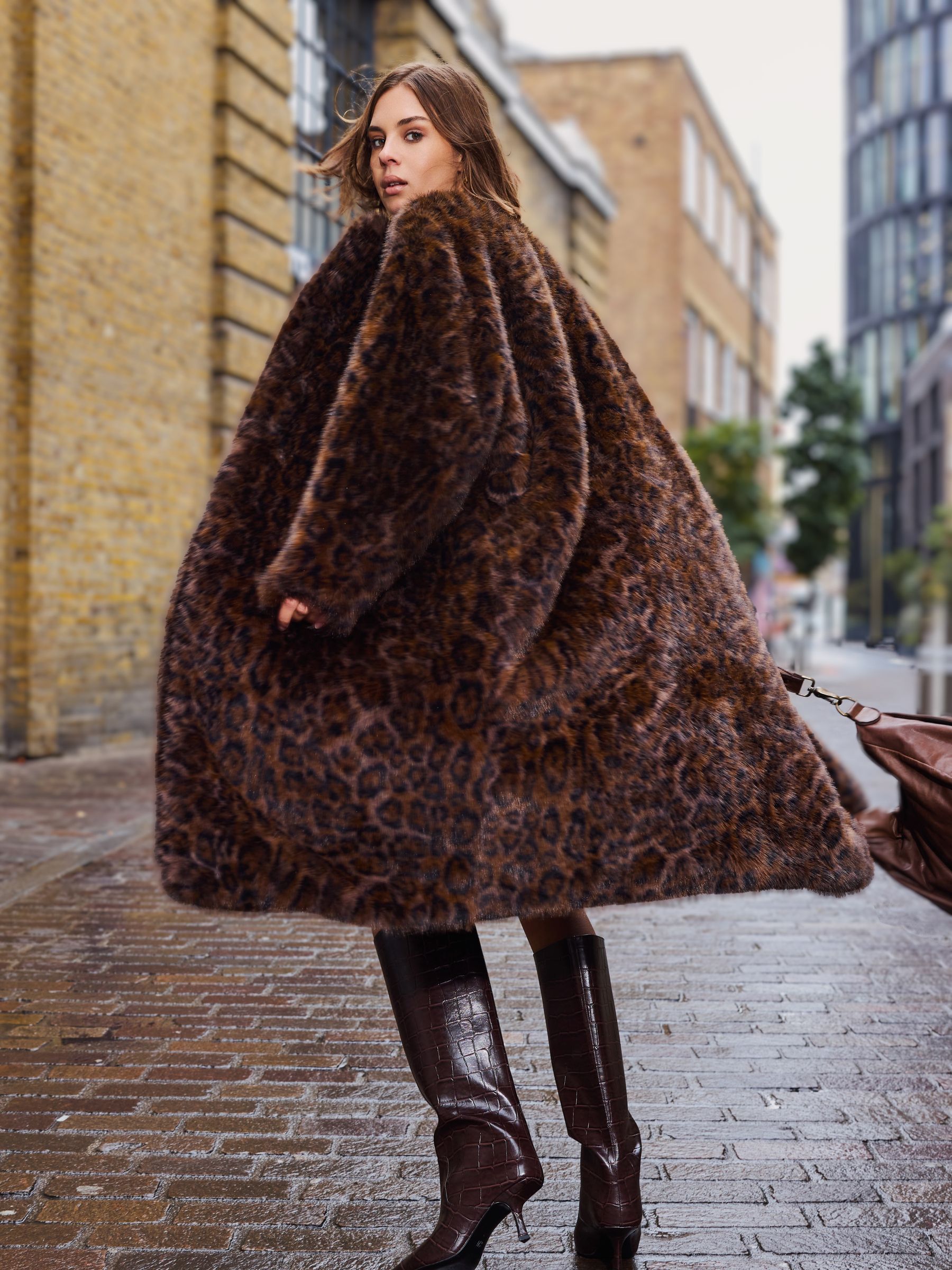 Buy Religion Animal Dark Luxurious Oversized Esme Faux Fur Coat from ...