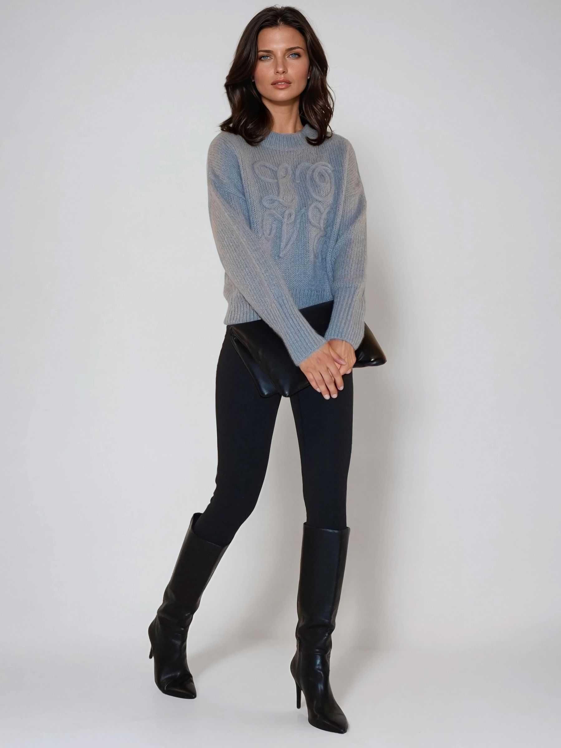 Buy Religion Grey Lucy Love Jumper In Soft Loose Knit With Love ...