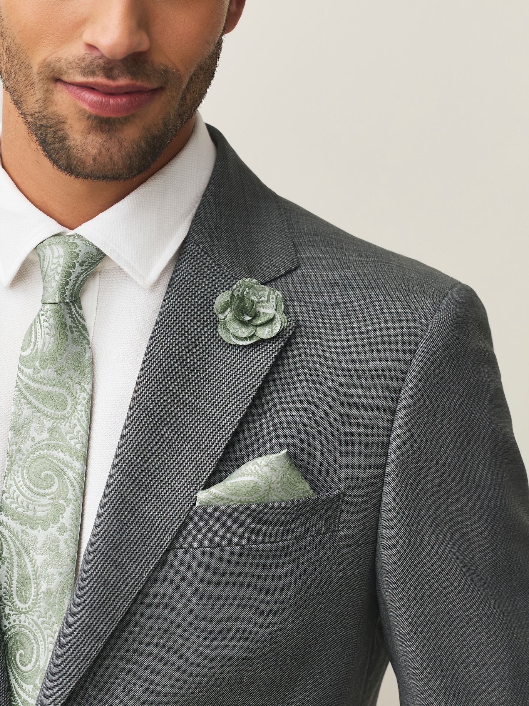 Buy Sage Green Tie Pocket Square and Pin Set from the Next UK online shop