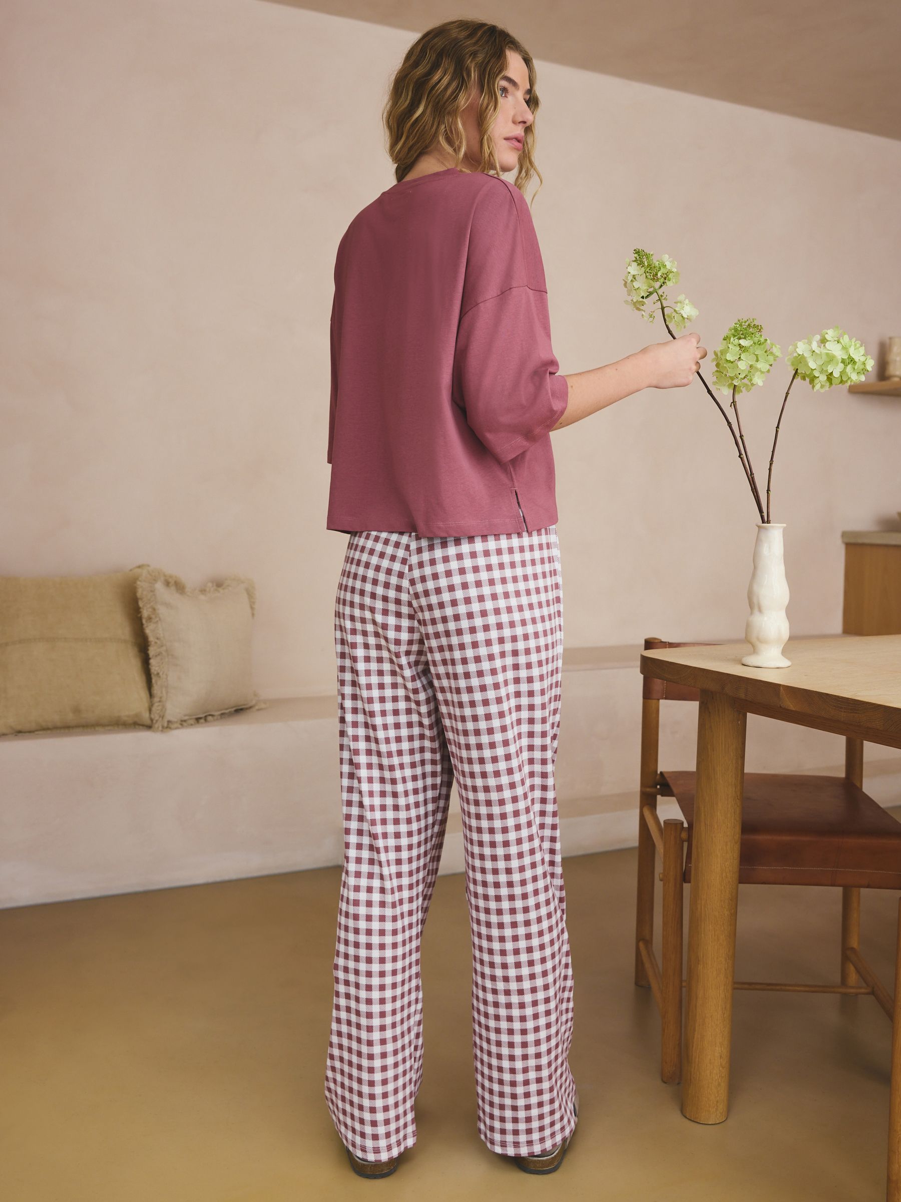 Buy Mauve Purple Gingham Cotton Short Sleeve Pyjamas from the Next UK ...