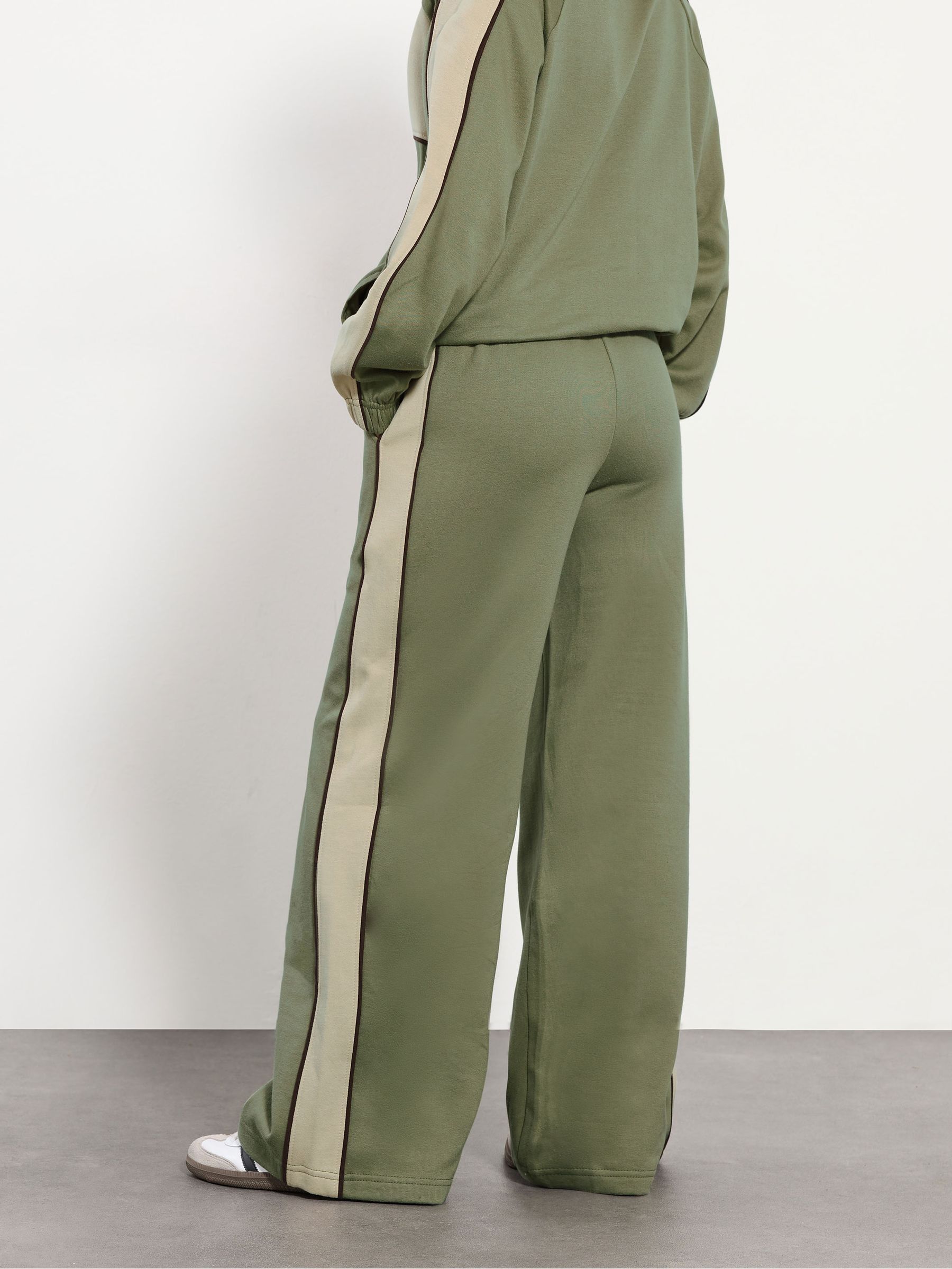 Buy PixieGirl Petite Green Colour Block Wide Leg Joggers from Next Cyprus
