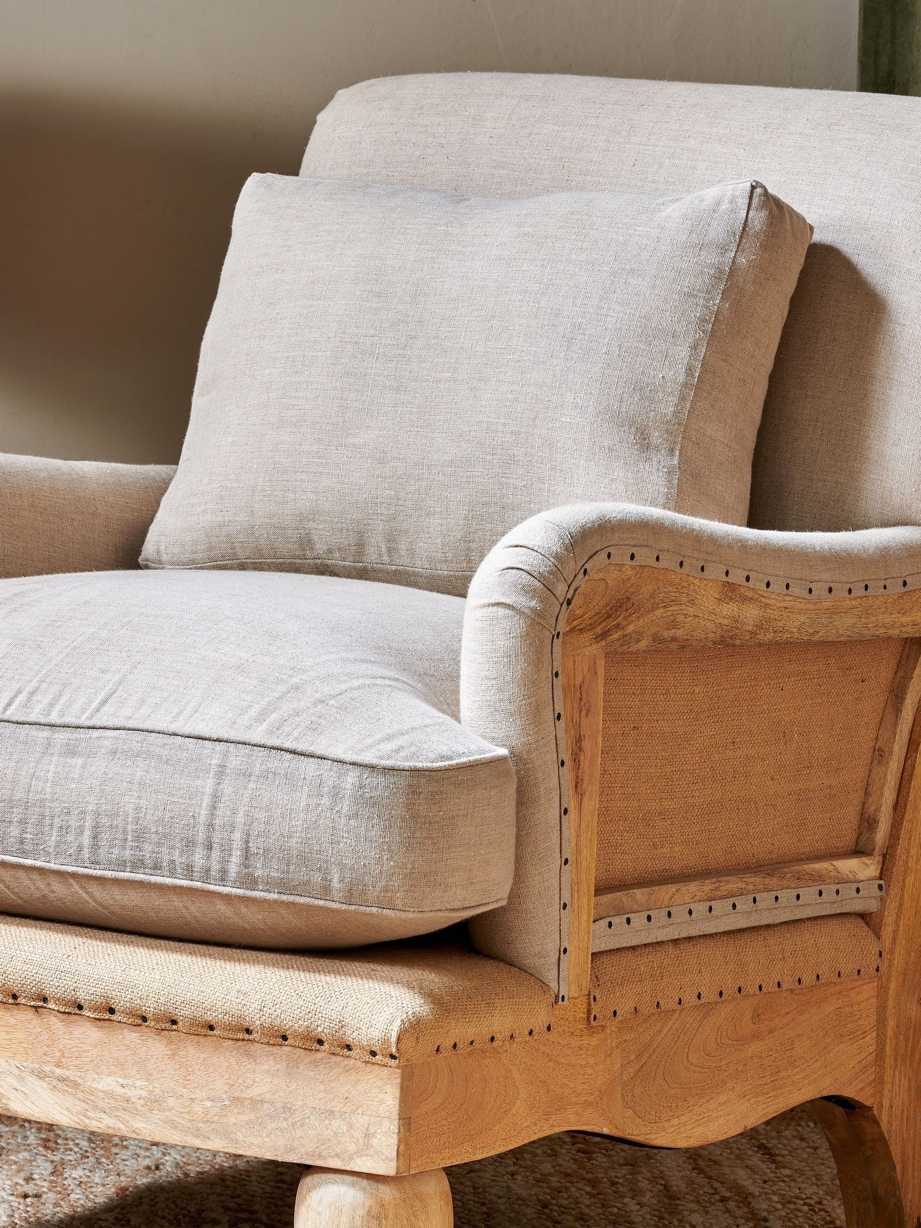 Buy Nkuku Grey Abe Deconstructed Linen Armchair from the Next UK online ...
