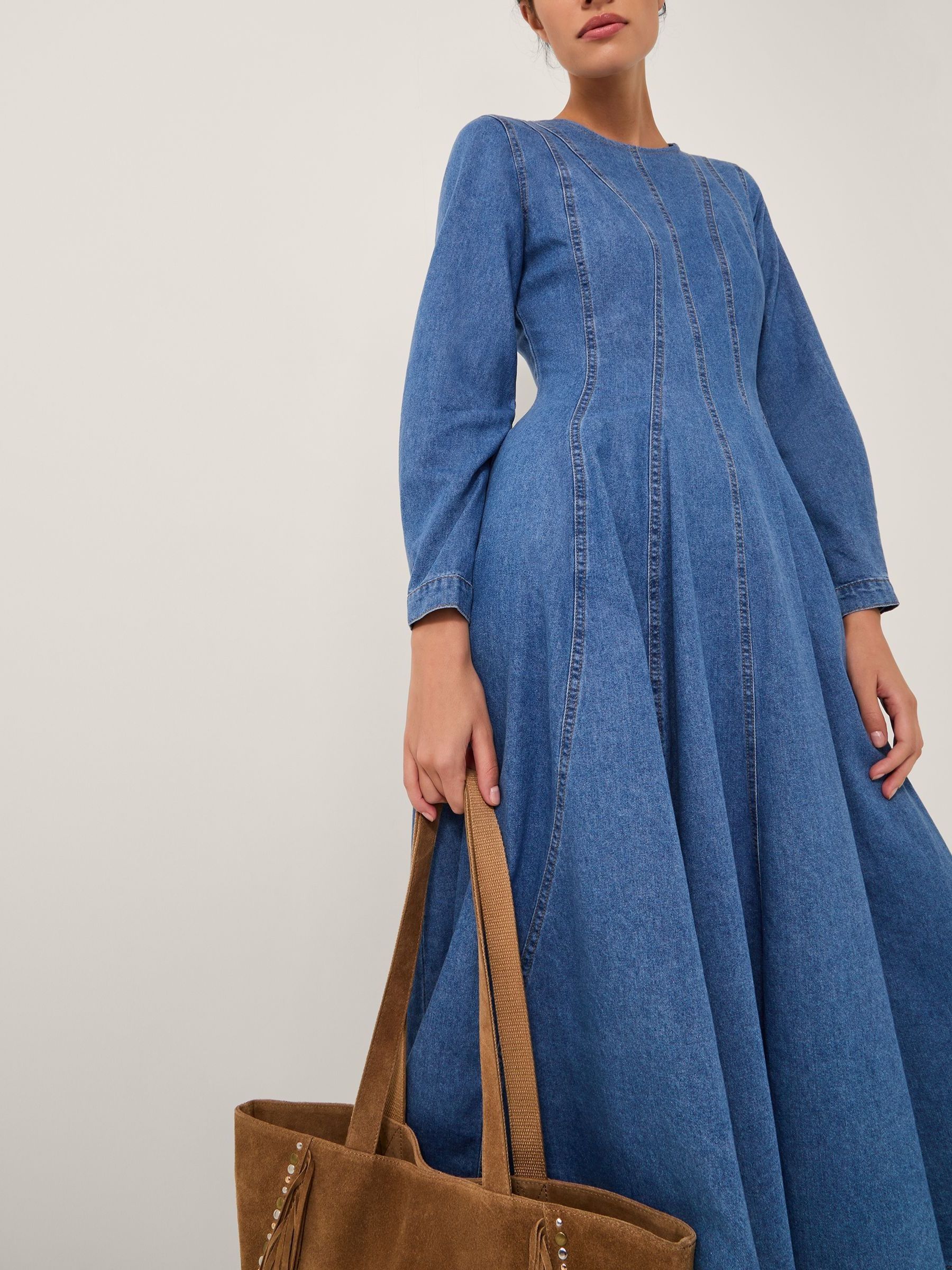 Buy Monsoon Blue Isadora Denim Midi Dress from Next Saudi Arabia