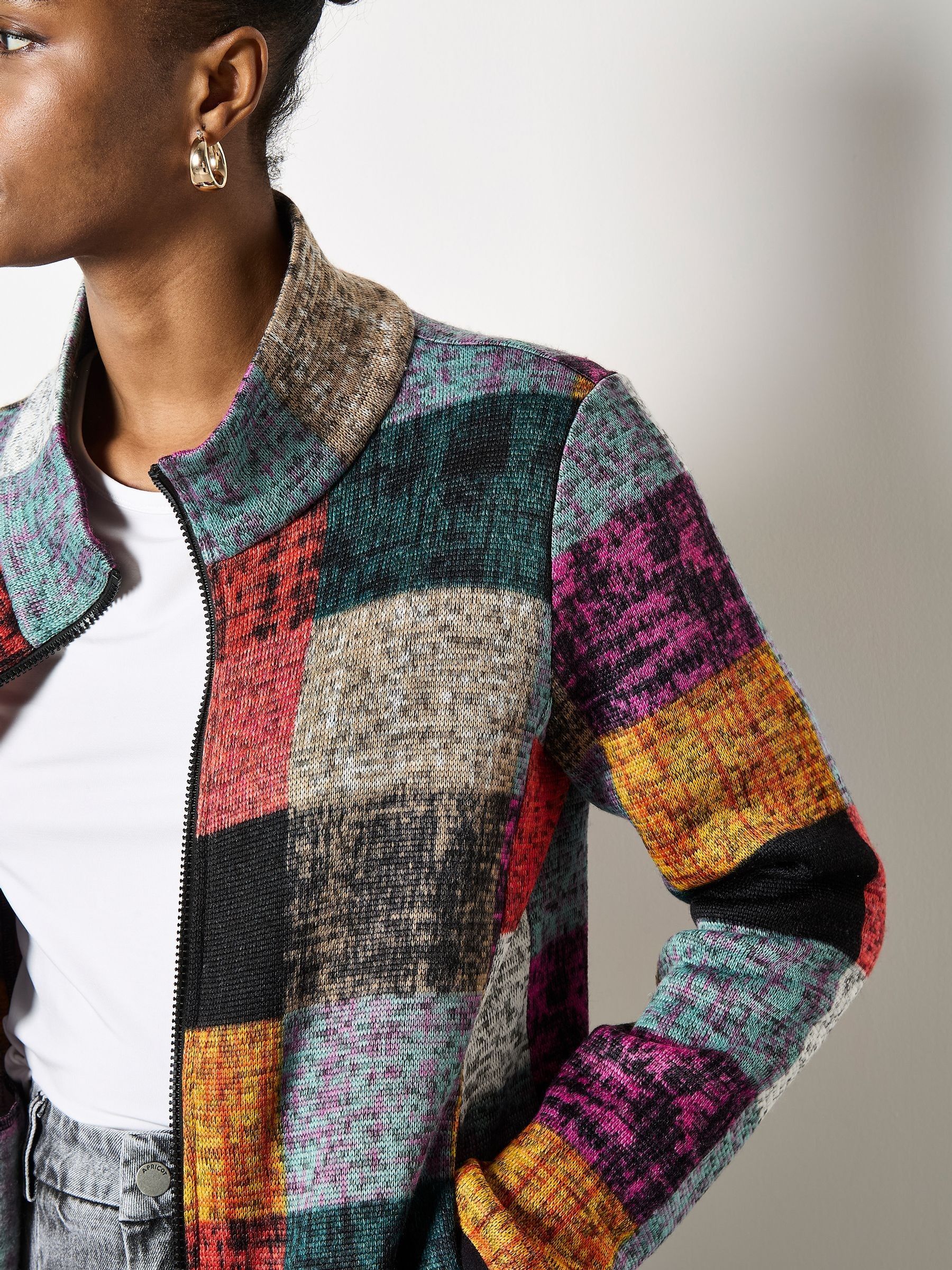 Buy Apricot Grey Multicolour Check Fleece Jacket from Next Israel