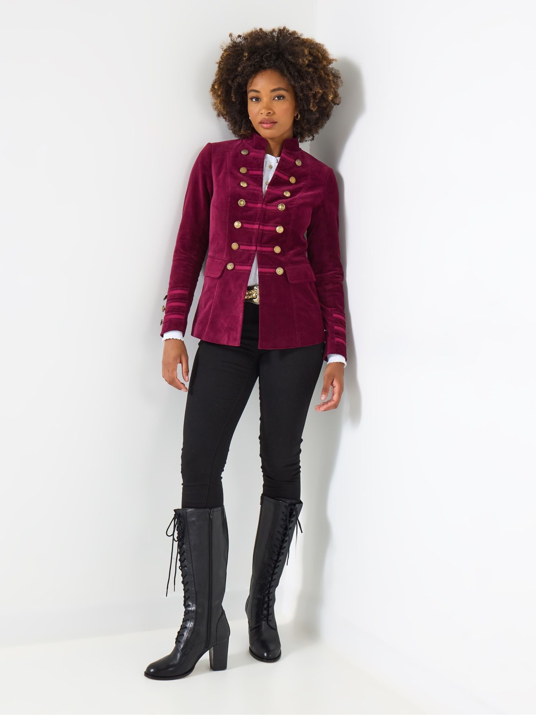 Buy Joe Browns Purple Buttoned Velvet Military Jacket from Next Hong Kong