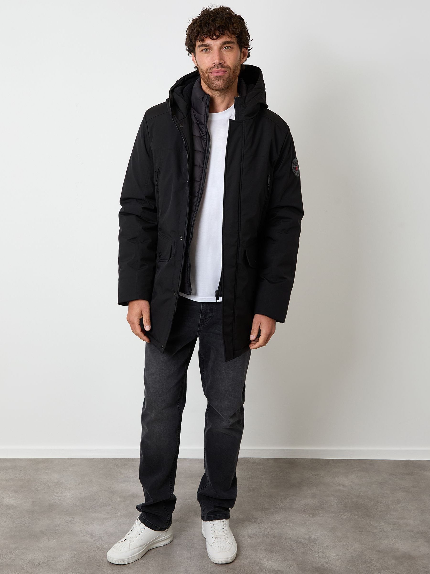 Buy Threadbare Black Mock Inner Longline Utility Coat from Next Malaysia
