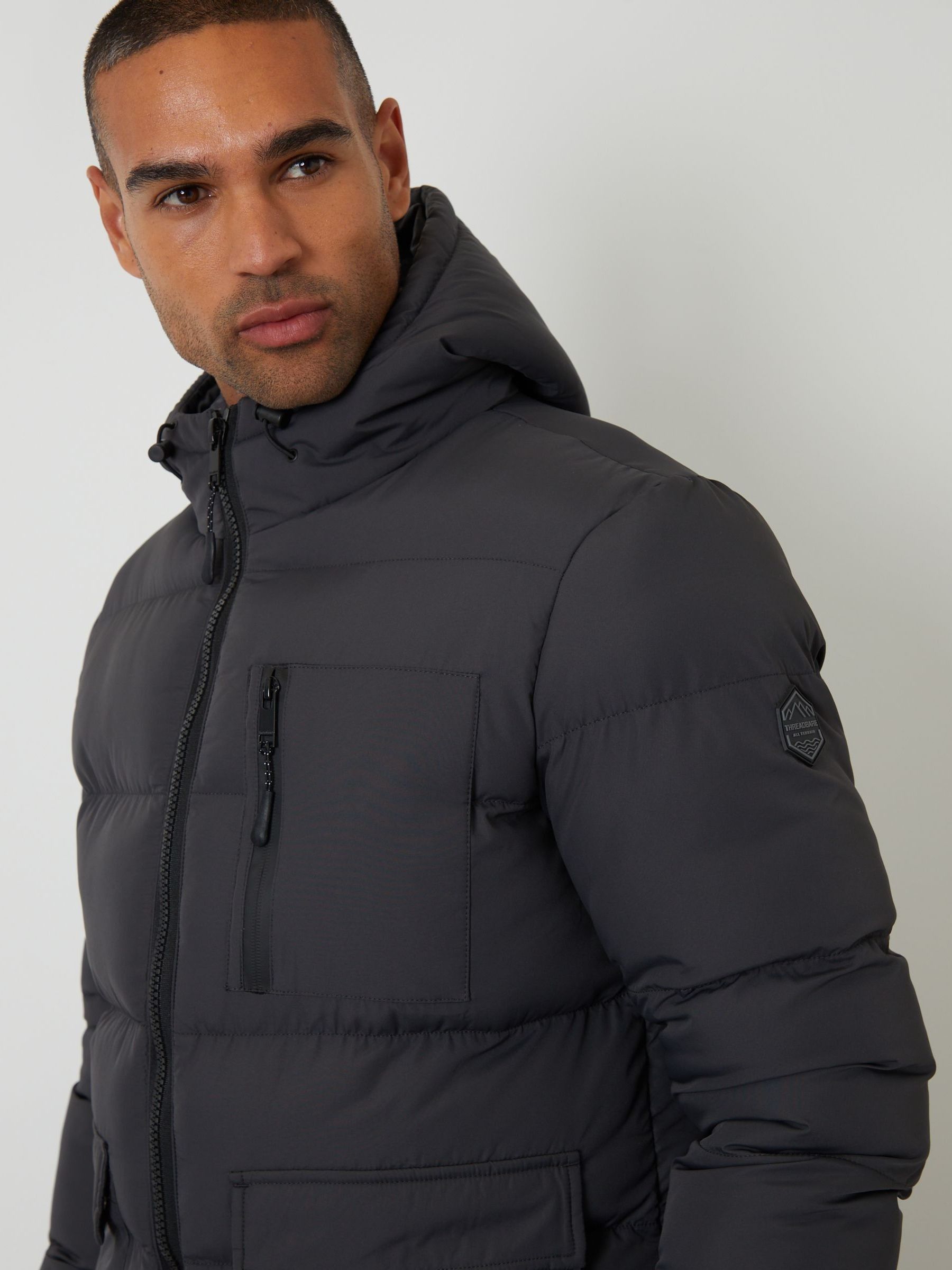 Buy Threadbare Grey Showerproof Double Layer Puffer Jacket from the ...