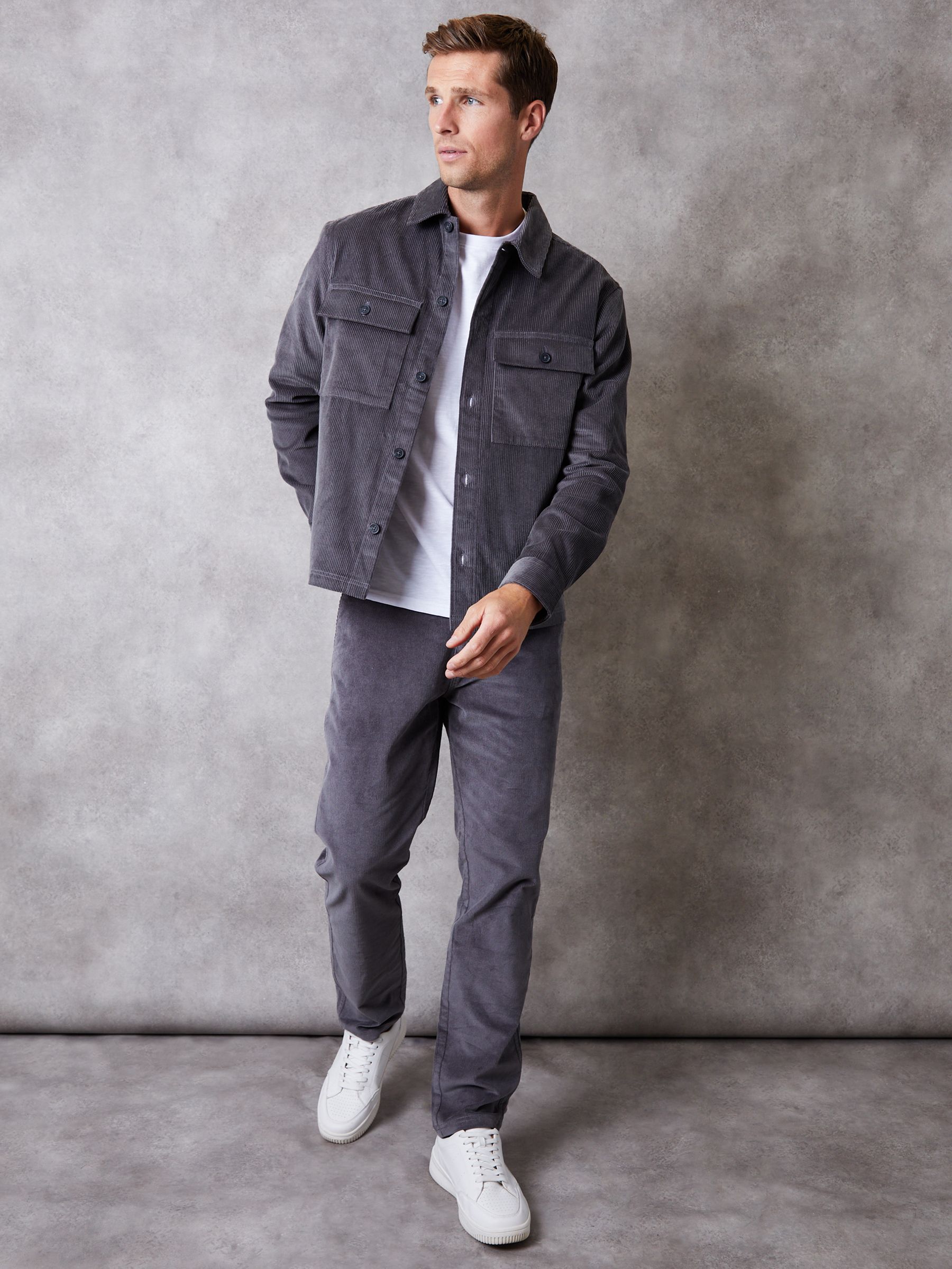 Buy Threadbare Grey Relaxed Cropped Fit Corduroy Shacket from Next New ...