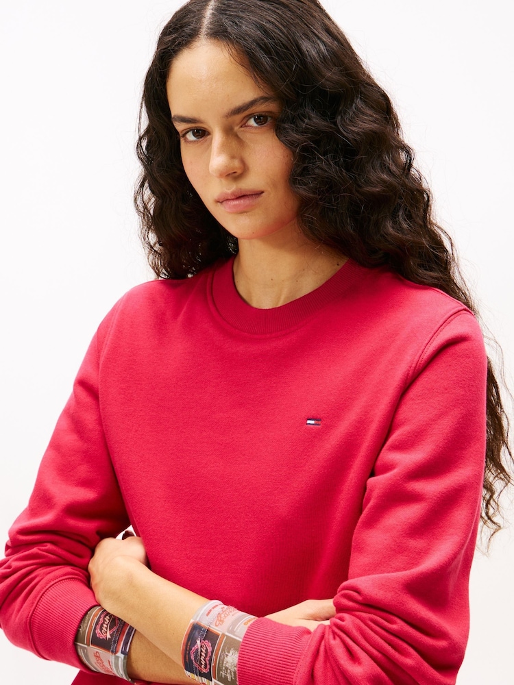 Buy Tommy Jeans Red Flag Embroidery Fleece Sweatshirt from Next Netherlands