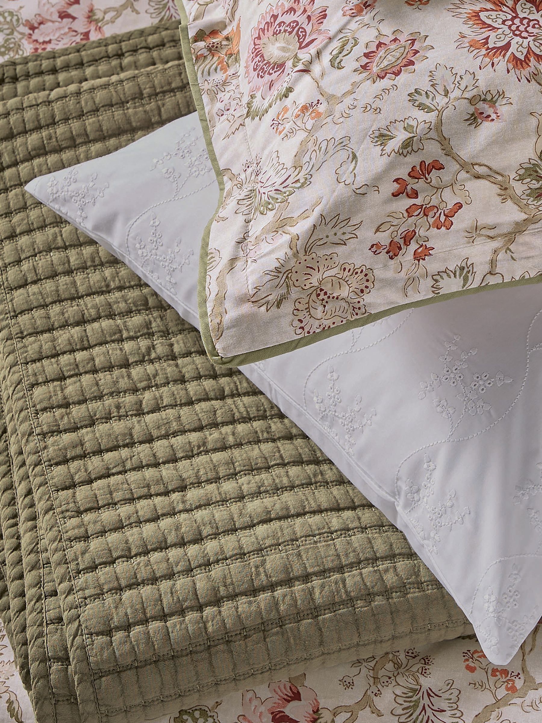 Buy Bedeck of Belfast Sage Green Tuberose Nora Quilted Throw from the ...