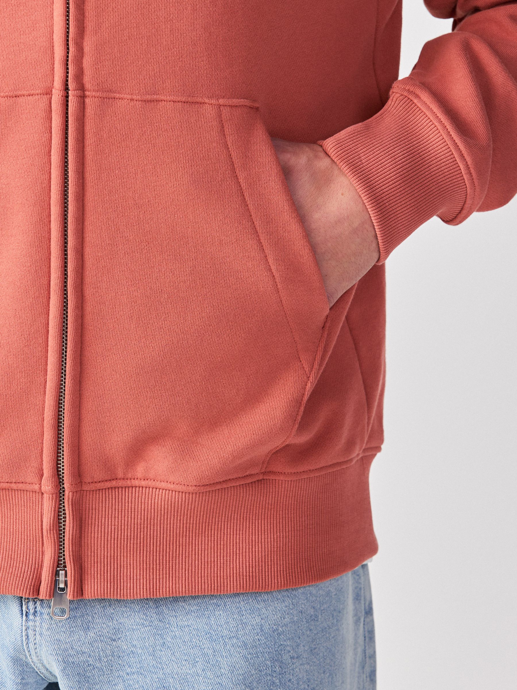 Buy Light Orange - Cotton Rich Lightweight Jersey Zip Through Hoodie ...