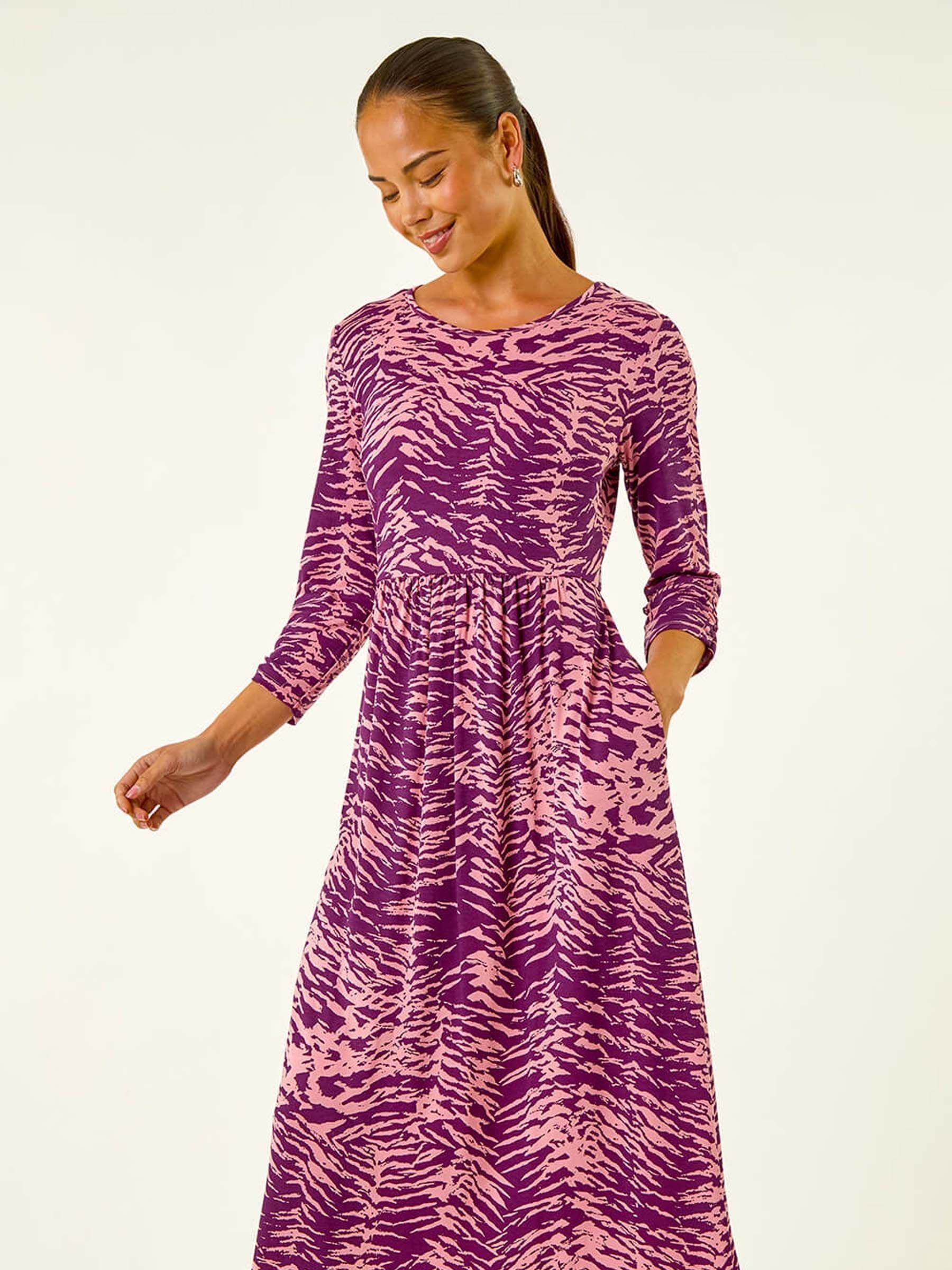 Buy Roman Purple Abstract Animal Print Pocket Dress from Next Malaysia