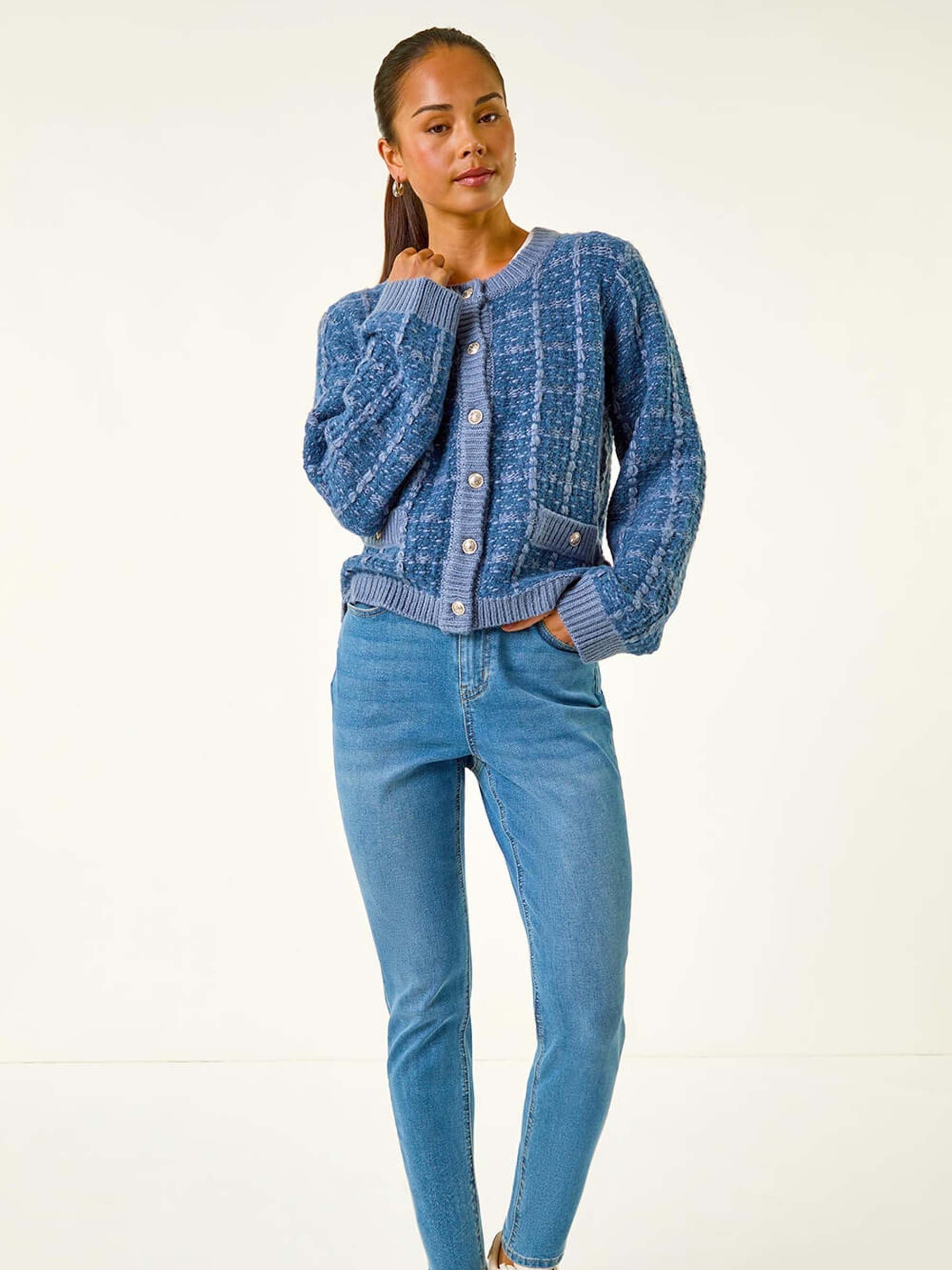 Buy Roman Blue Petite Buttoned Knit Cardigan from Next Australia