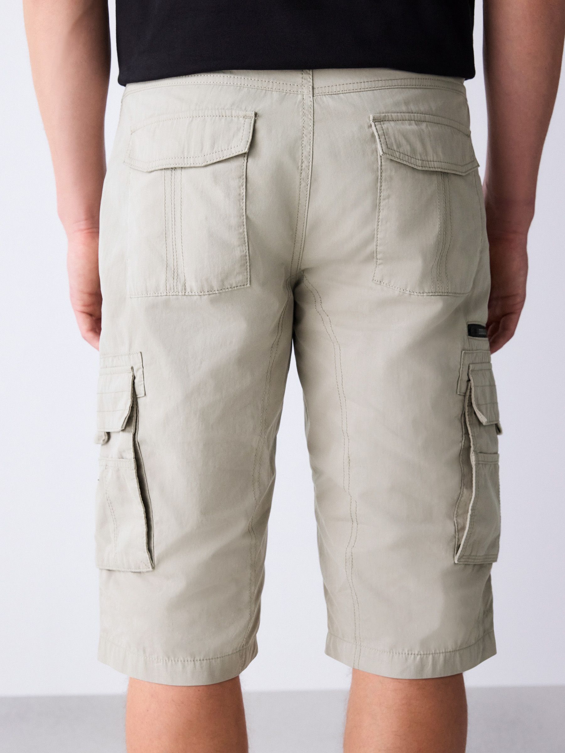 Buy Stone Long Length Belted Cargo Shorts from Next Kazakhstan