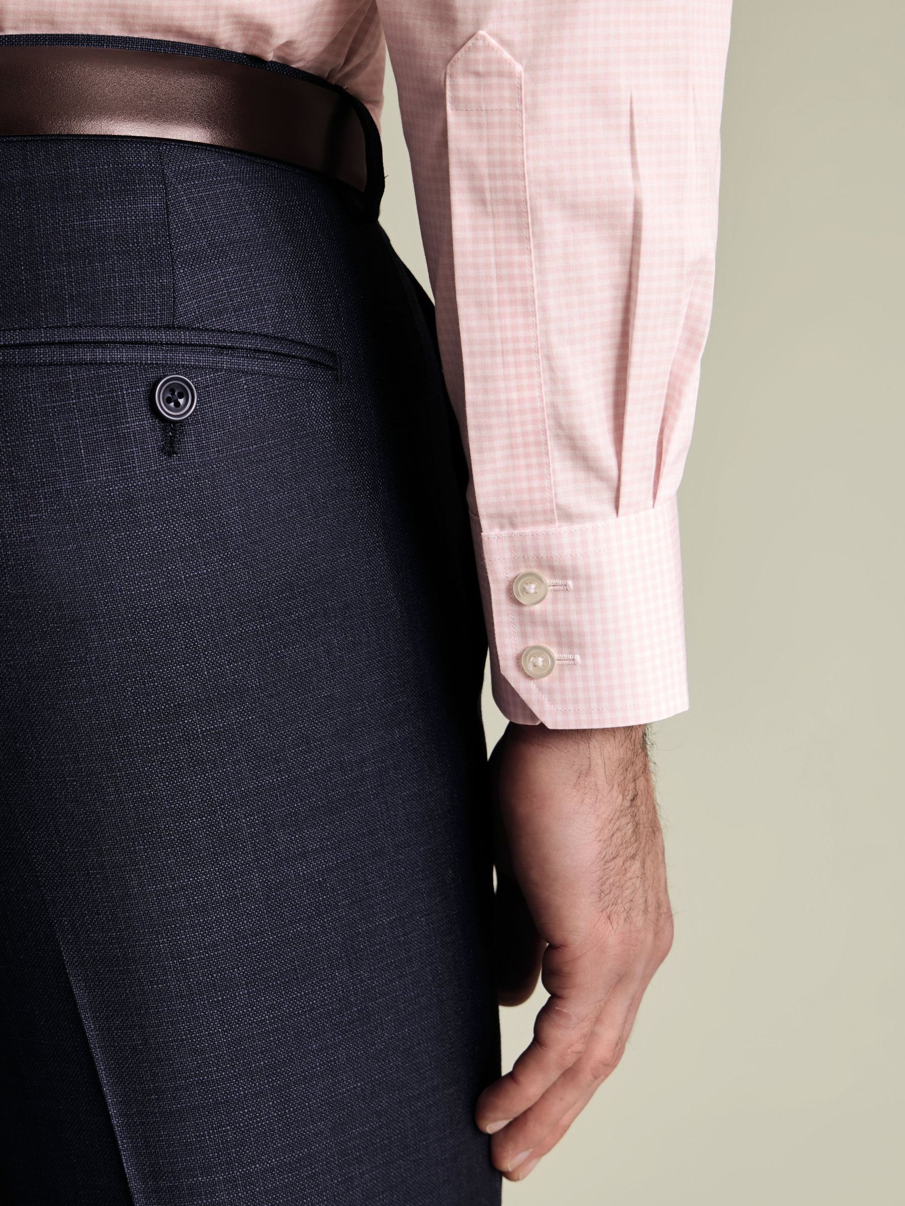 Buy Charles Tyrwhitt Gingham Non-Iron Poplin Cutaway Slim Fit Shirt ...