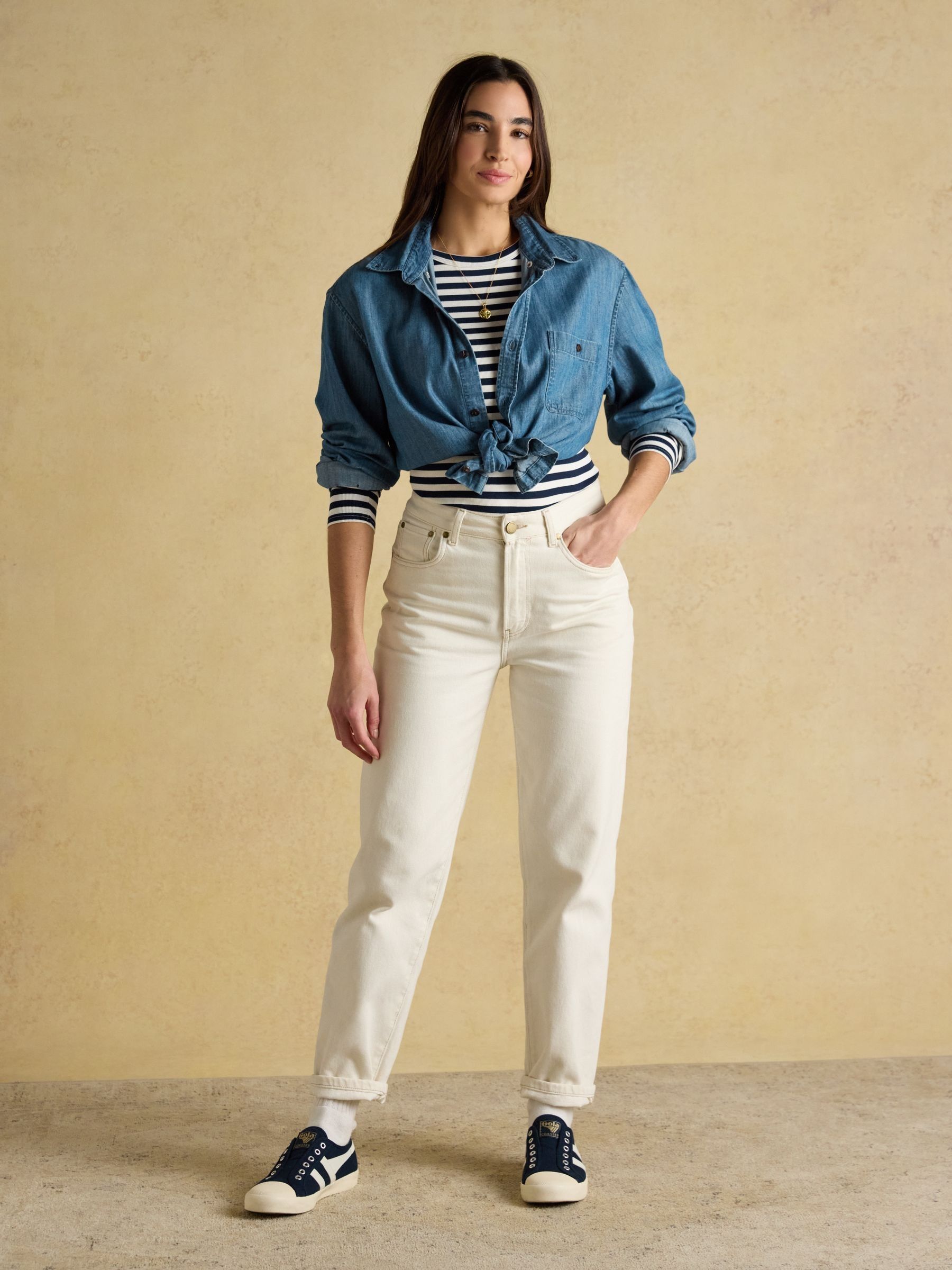 Buy Joules Sophie Navy Stripe Long Sleeve Ribbed Fitted Top from Next ...