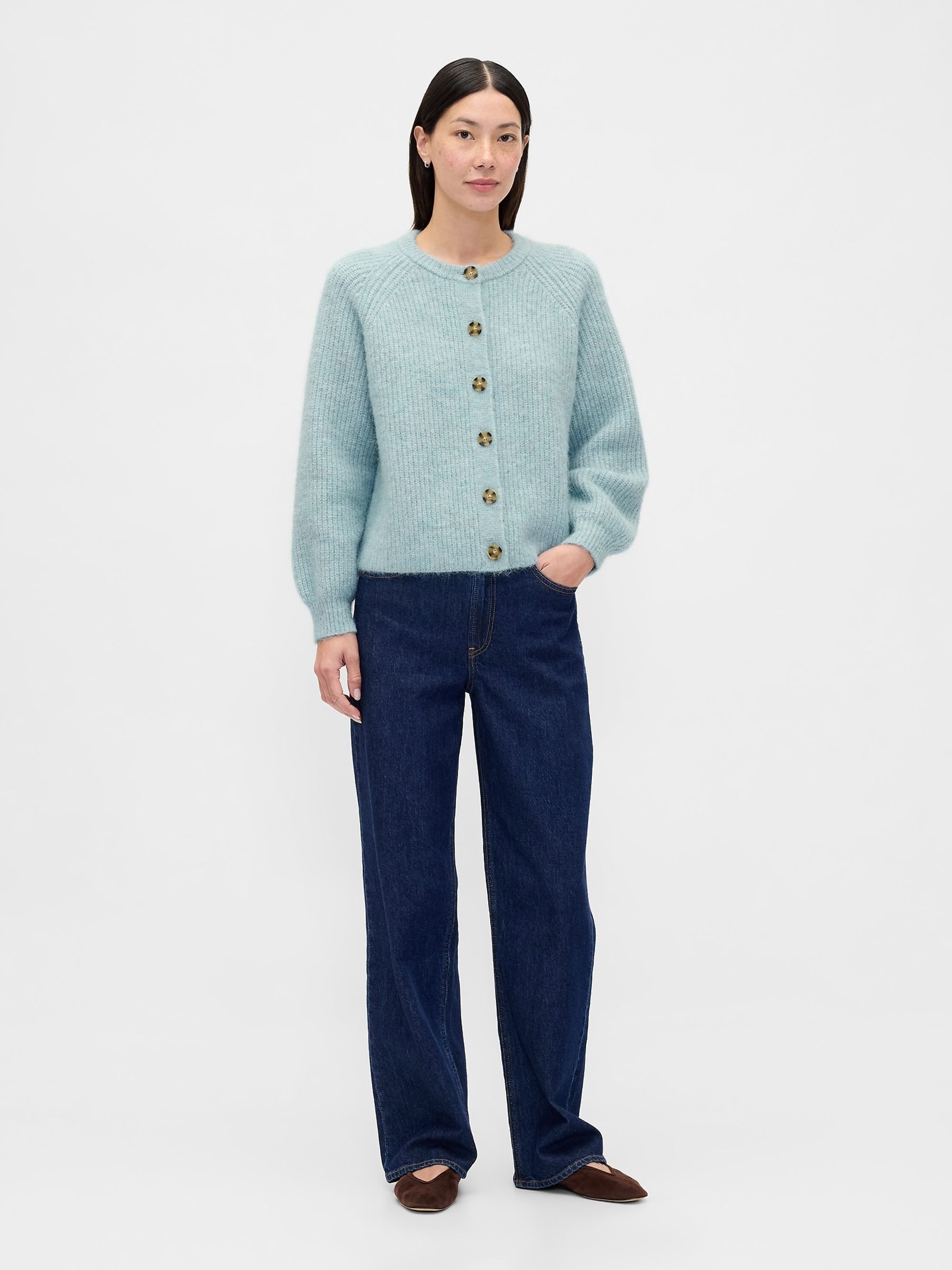 Buy Gap Blue Fuzzy Shaker Stitch Cardigan from Next Ireland