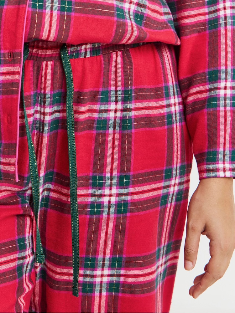 Buy Simply Be Red Pretty Secrets Check Button Through Pyjamas Set from ...