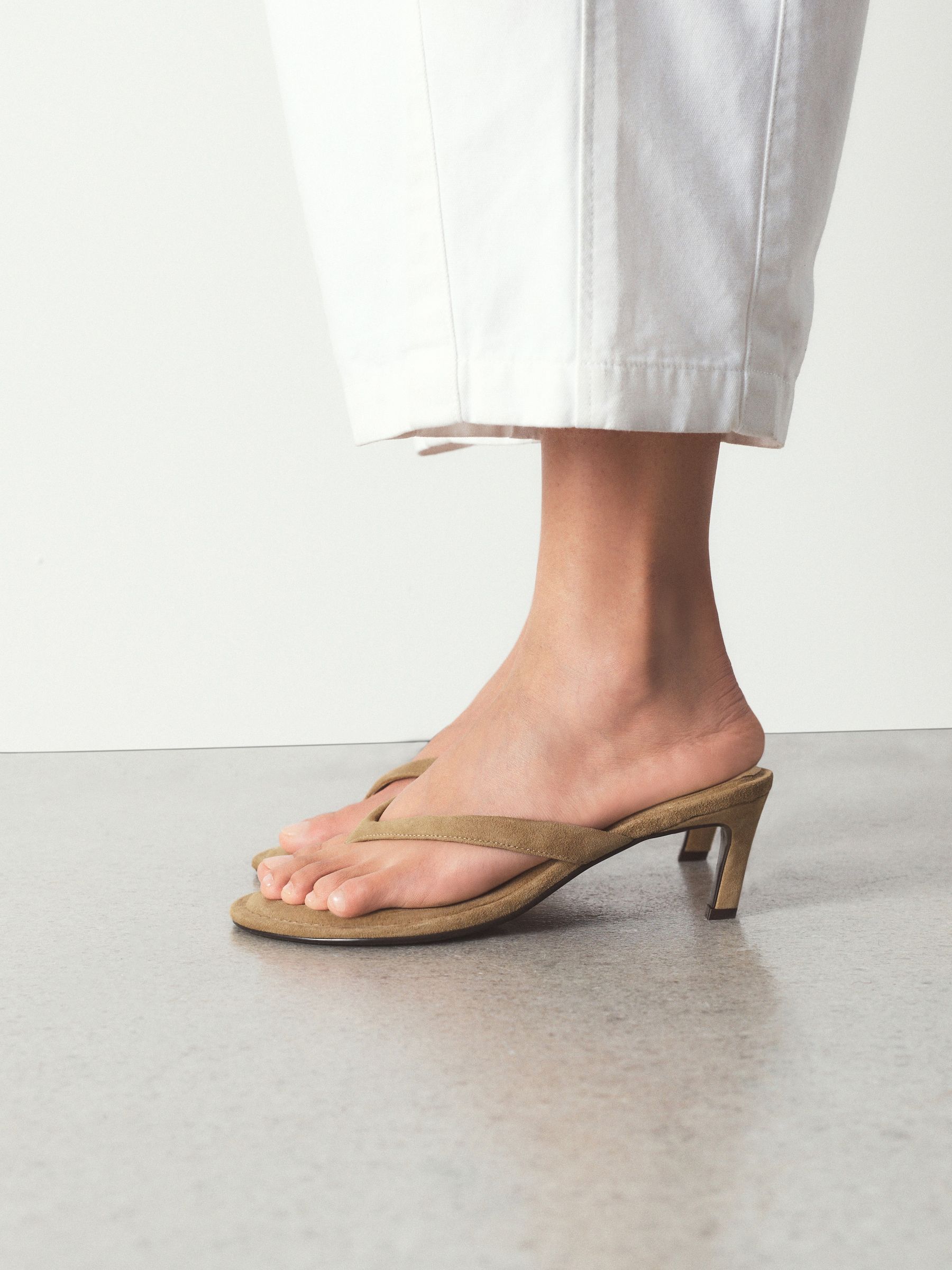 Buy Camel Suede Forever Comfort® Round Toe Leather Toe Post Heels from ...