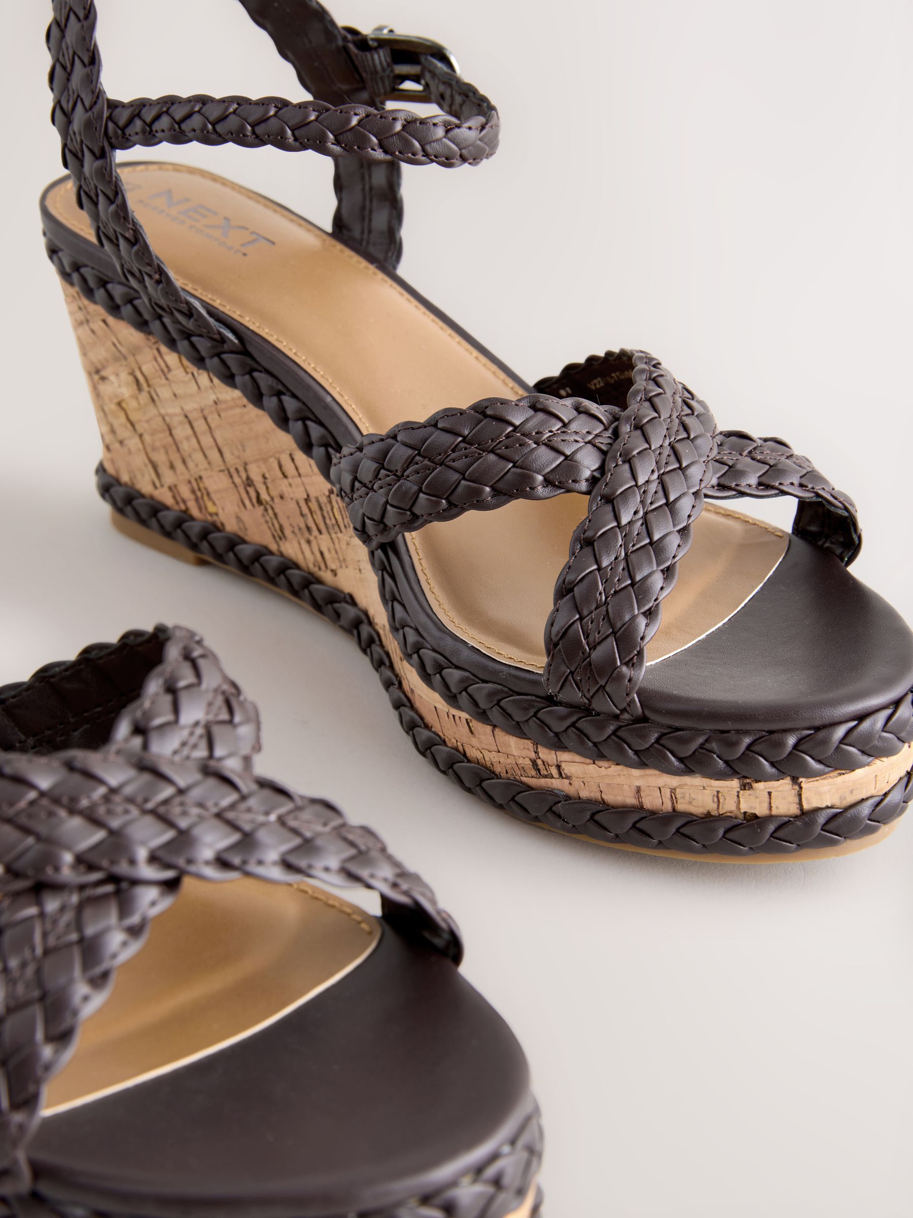 Buy Chocolate Brown Forever Comfort® Plait Crossover Wedges from the ...