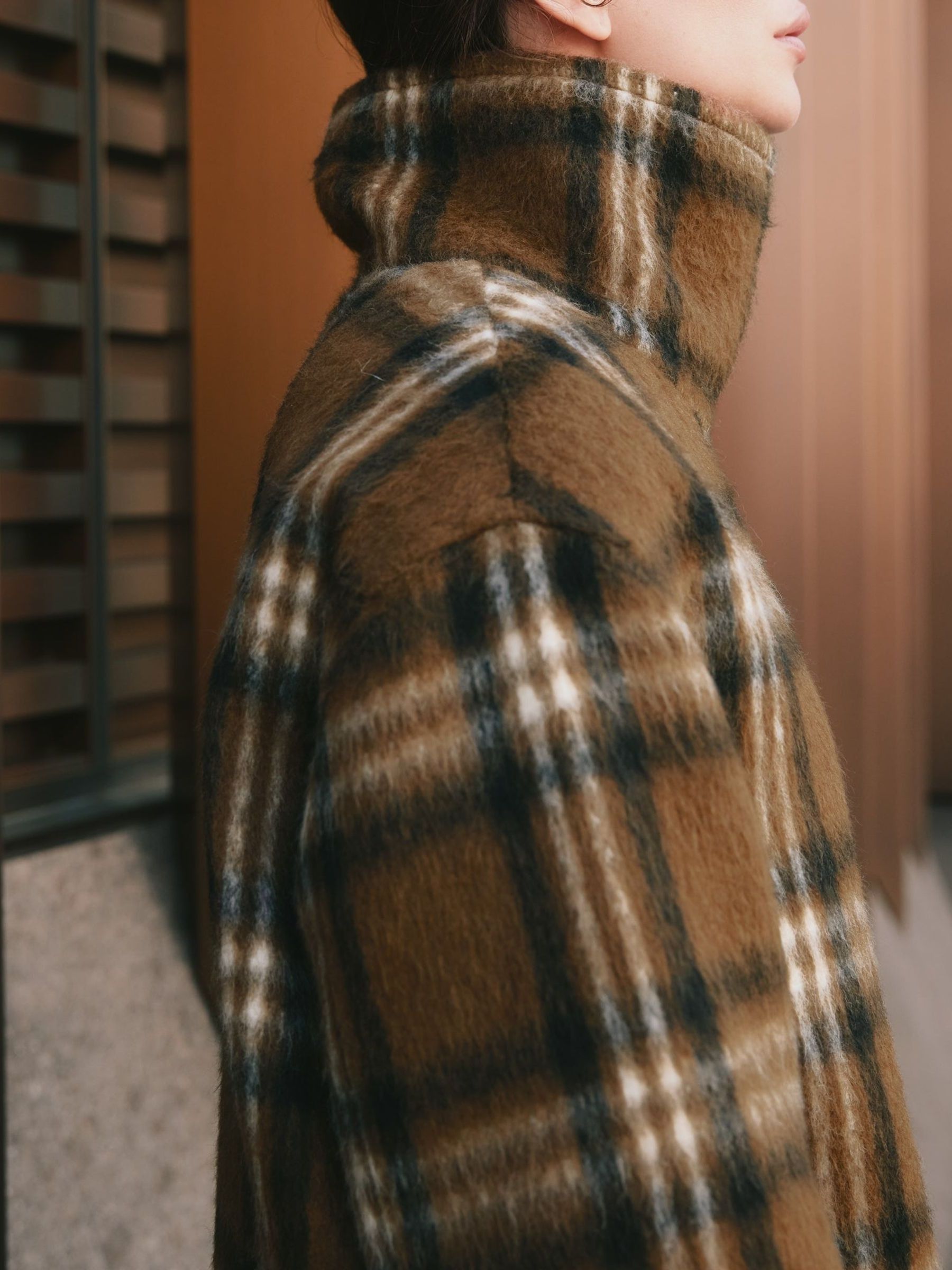 Buy Albaray Check Funnel Neck Brown Coat from the Next UK online shop