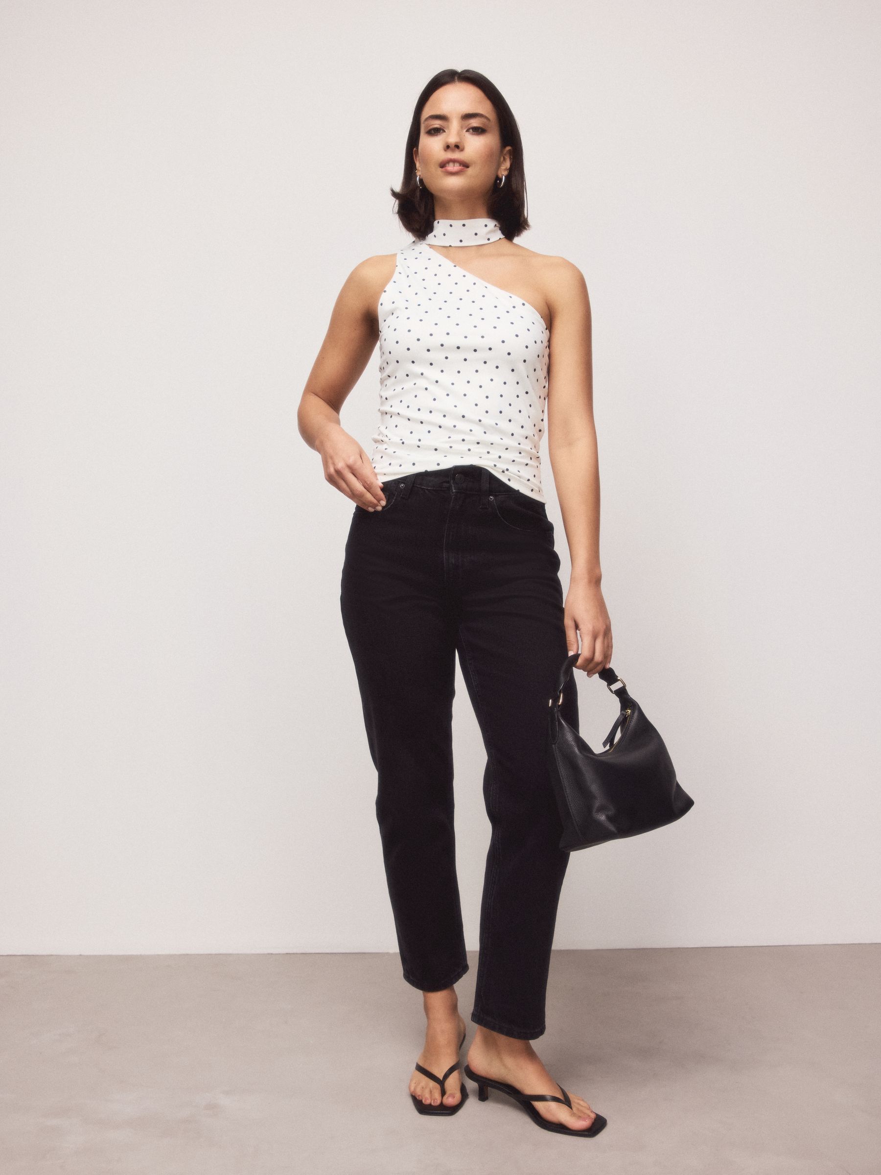 Buy Ecru/Black Polka Dot Soft Touch Slinky Scarf Neck Top from Next Kenya