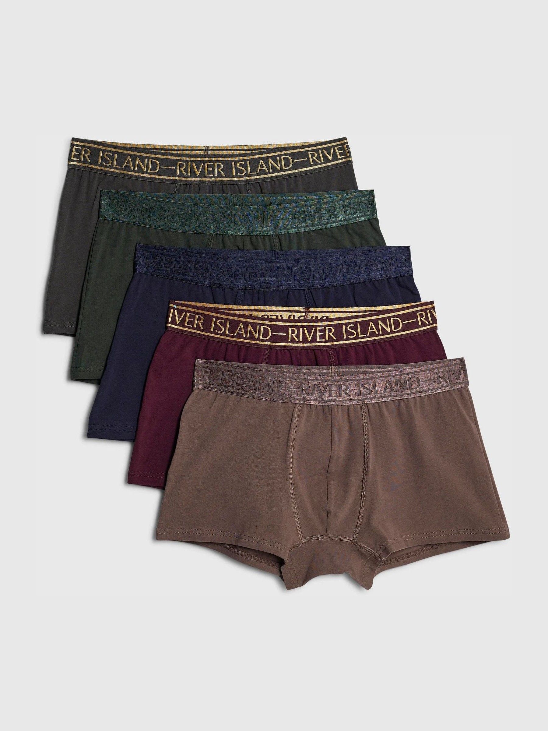 Buy River Island Brown Jacquard Waistband Trunks 5 Pack from Next Australia