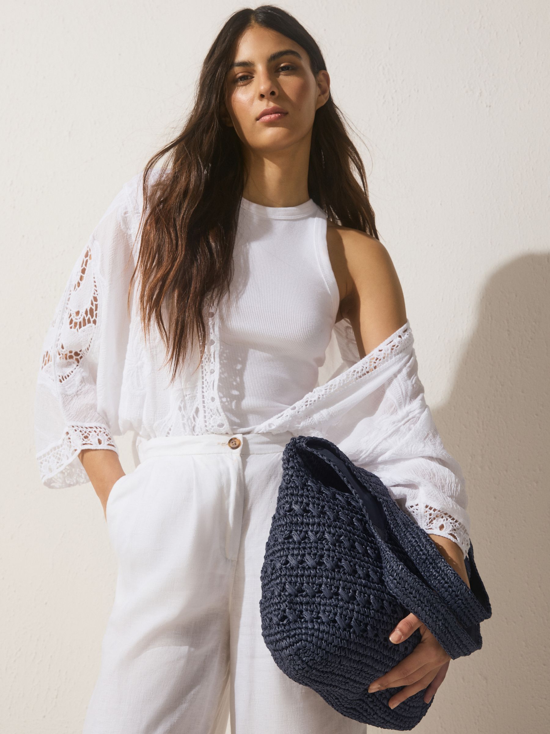 Buy Navy - Raffia Effect Shoulder Bag from Next China