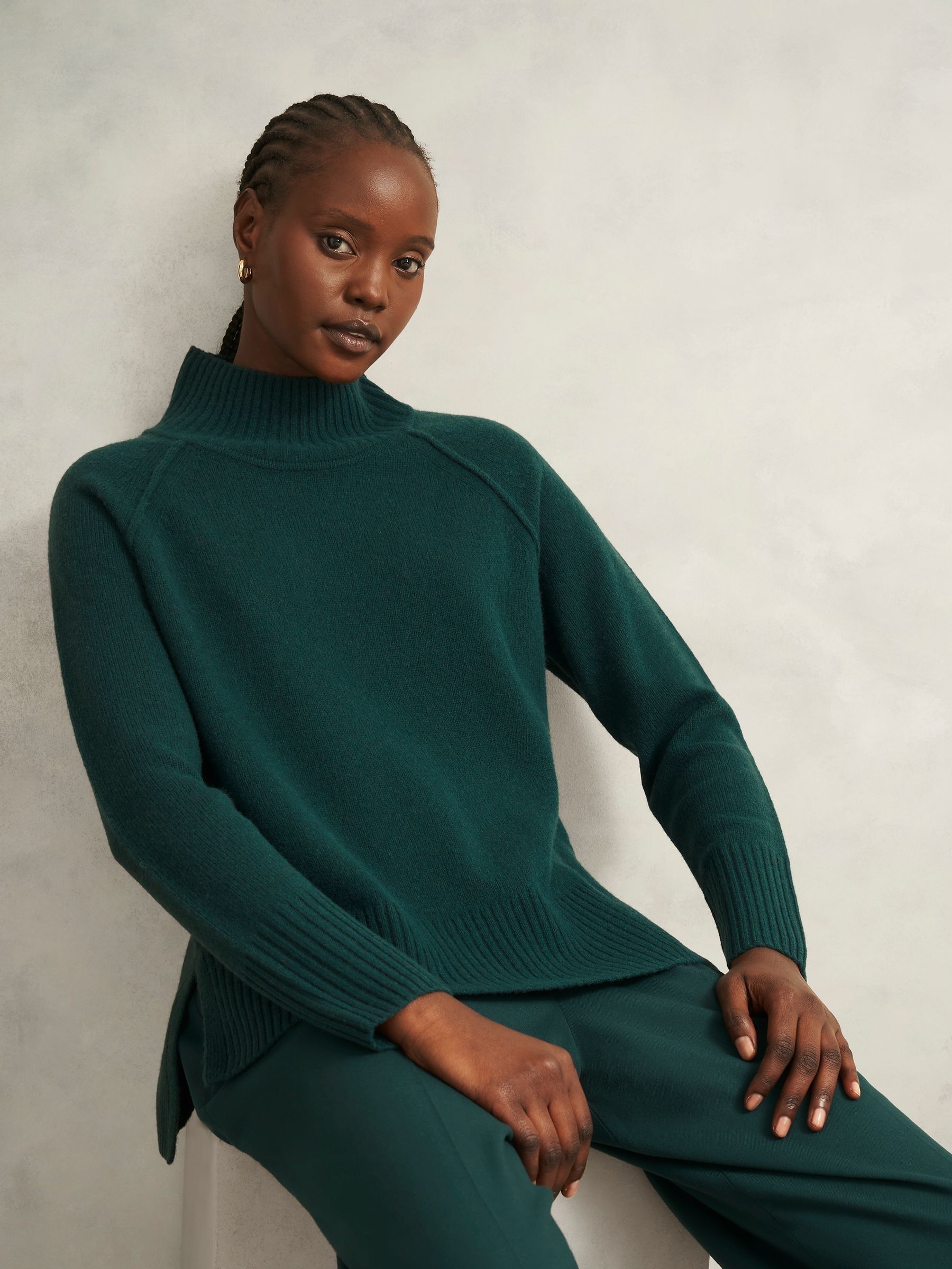 Buy Hobbs Ponderosa Green Lorraine Wool Blend Turtle Neck Knitted ...