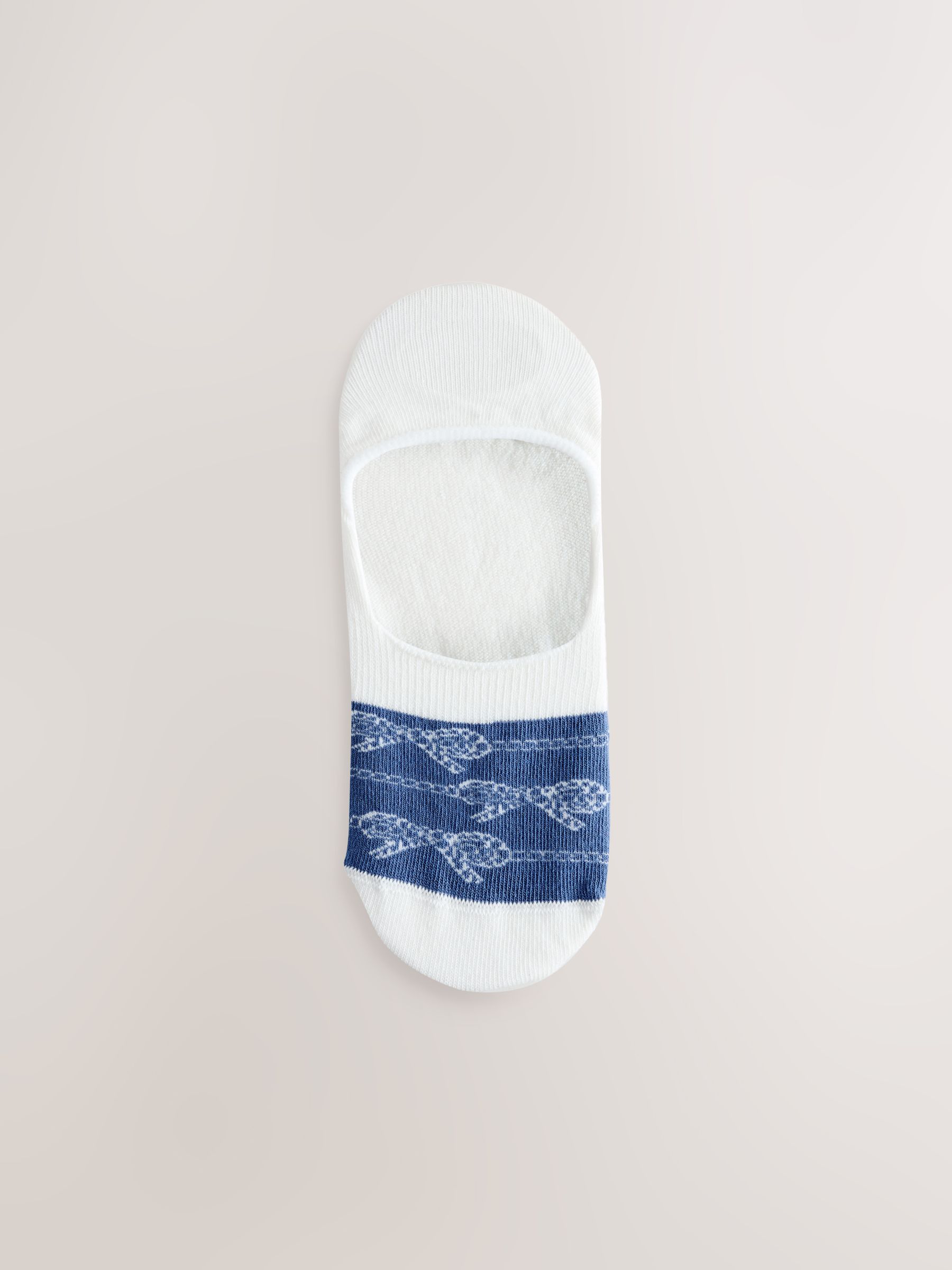 Buy White/Navy Blue Nautical Invisible Trainer Socks 4 Pack from the ...